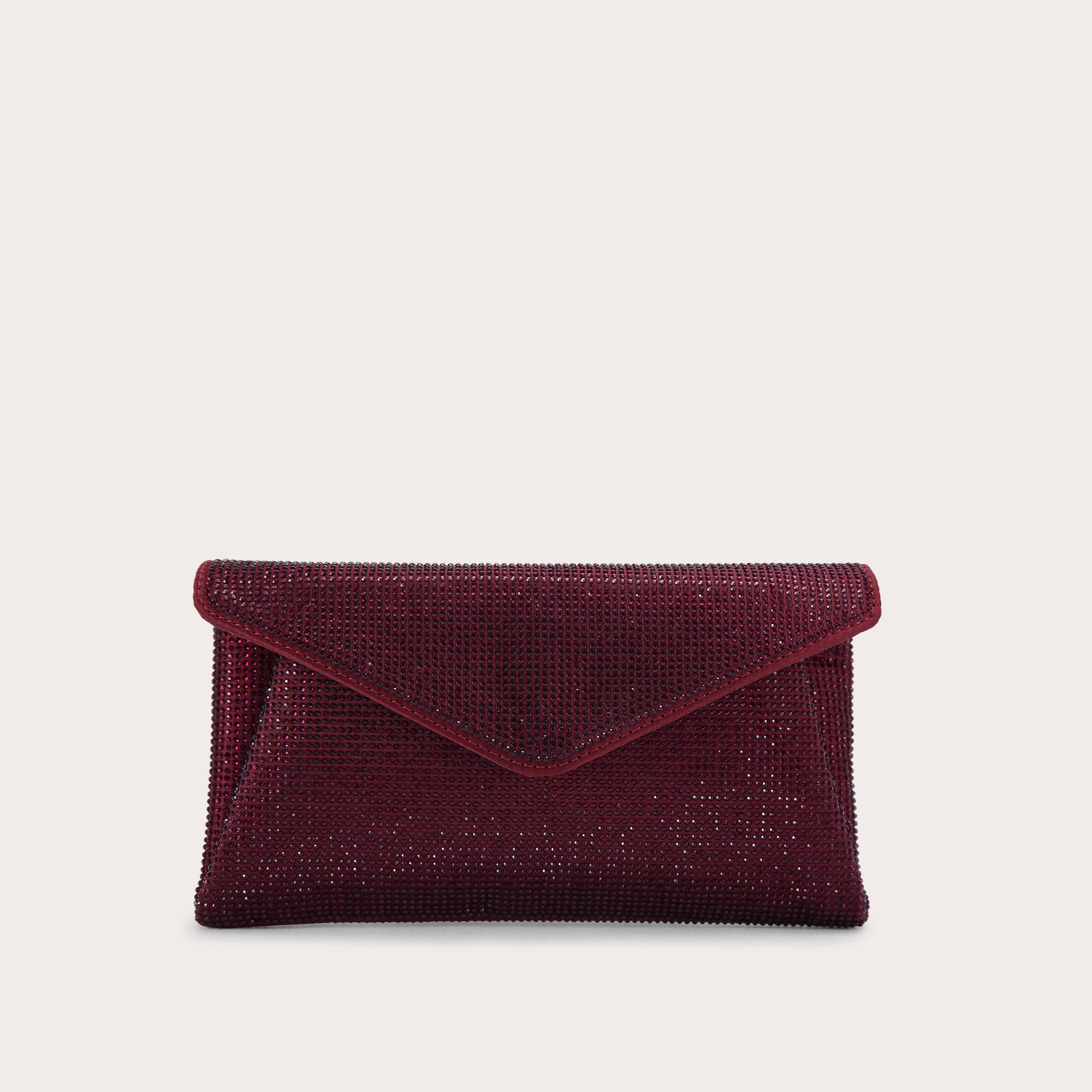 STARGAZE CLUTCH Dark Red Satin Clutch Bag by CARVELA