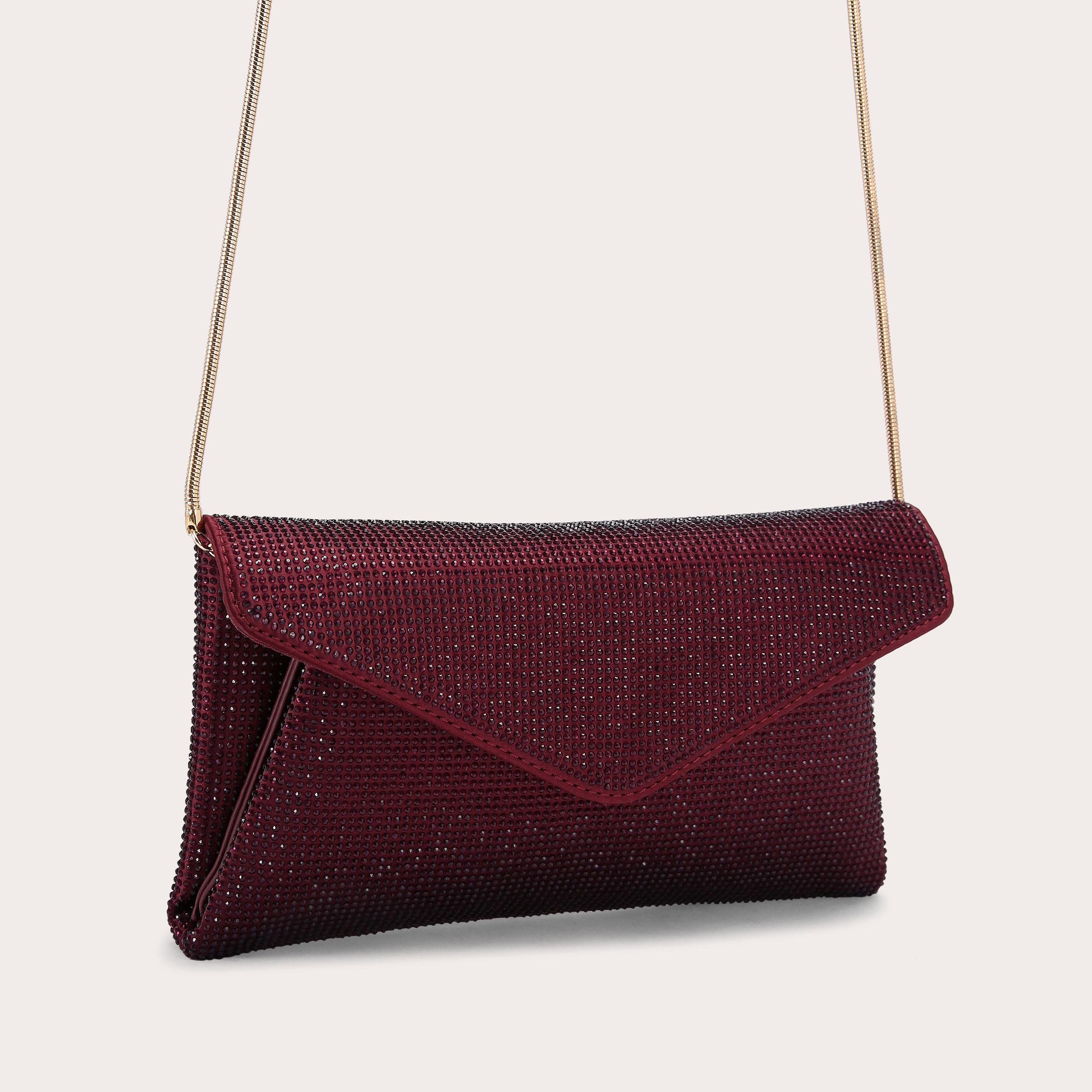 STARGAZE CLUTCH Dark Red Satin Clutch Bag by CARVELA