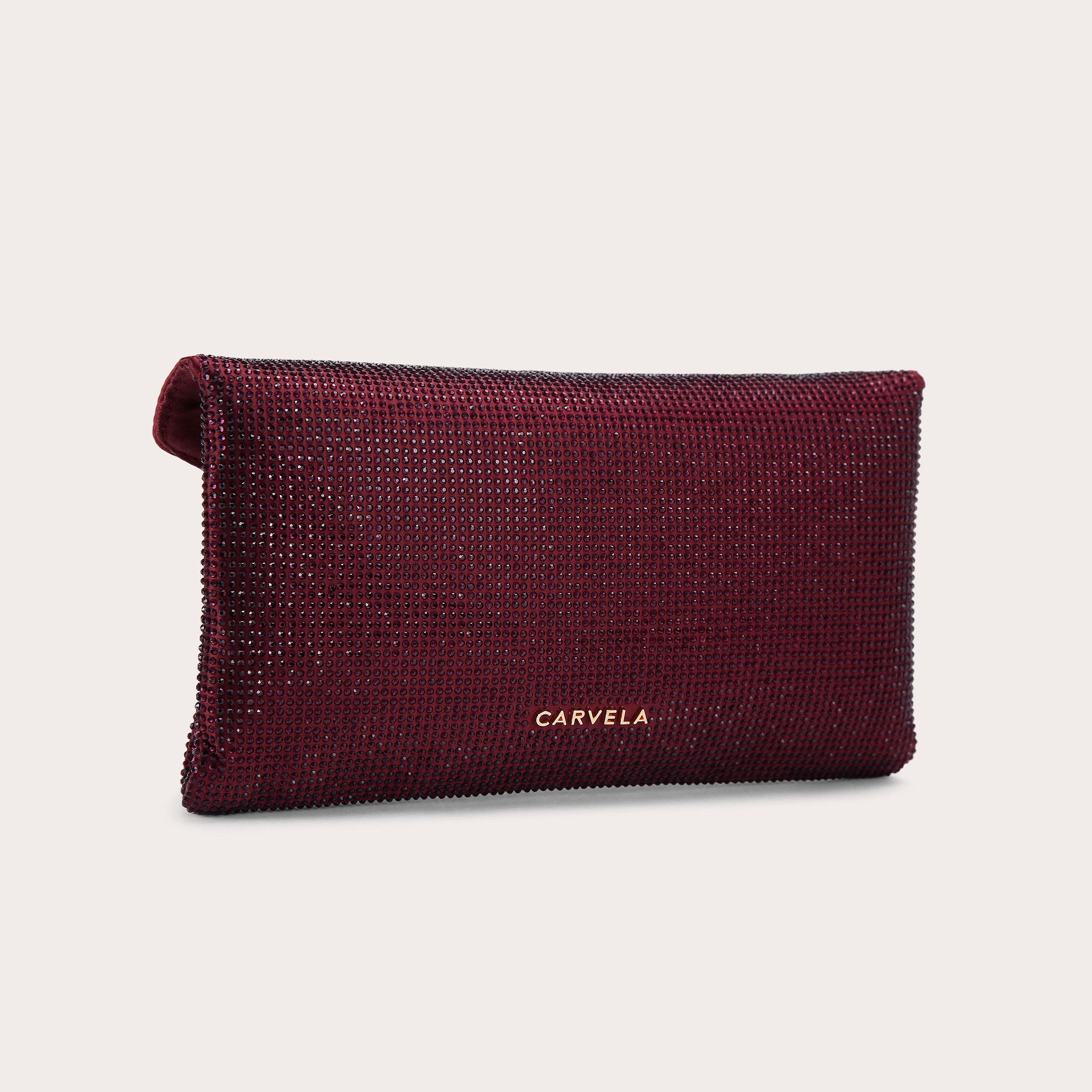 STARGAZE CLUTCH Dark Red Satin Clutch Bag by CARVELA