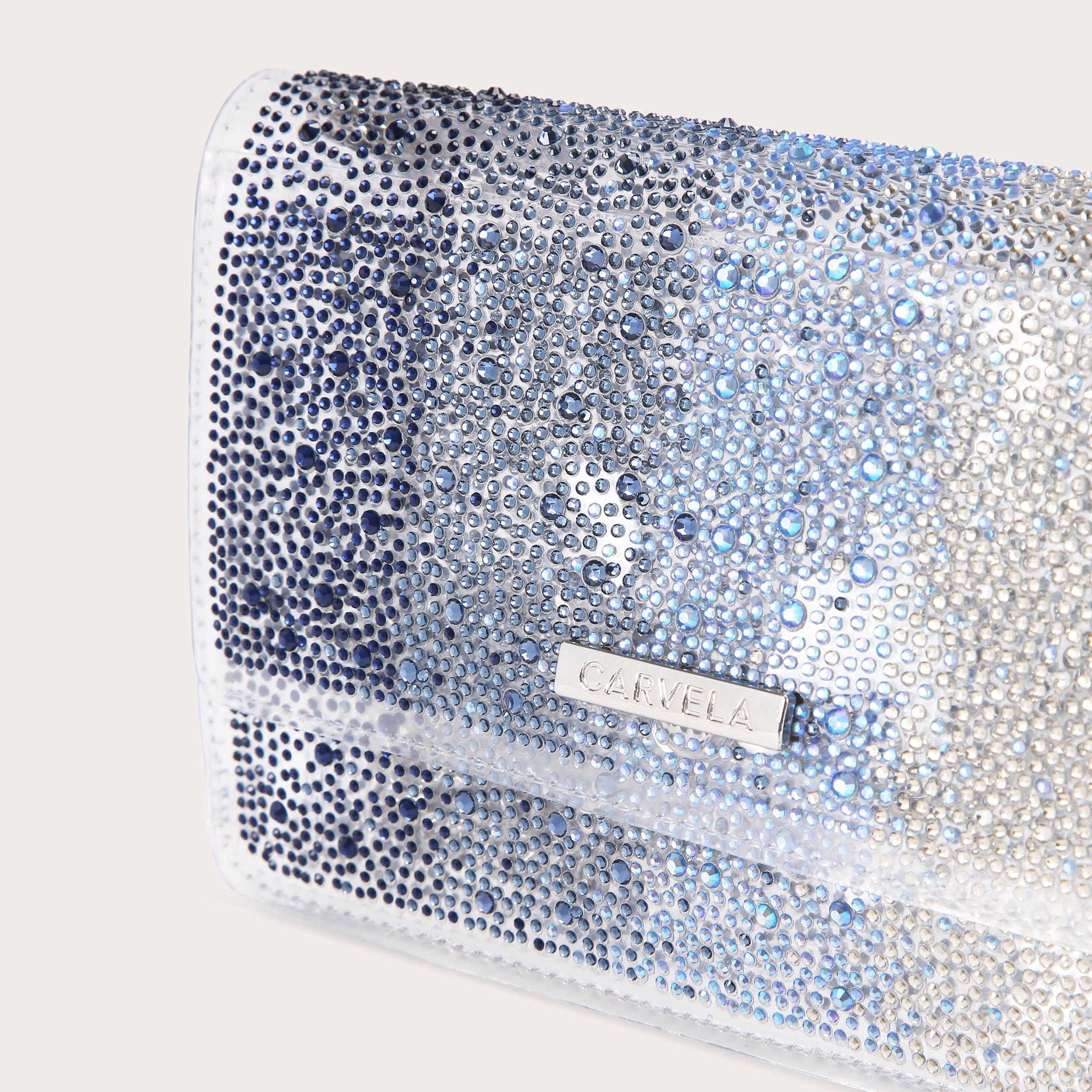LOVEBIRD CLUTCH Blue Crystal Vinyl Clutch by CARVELA