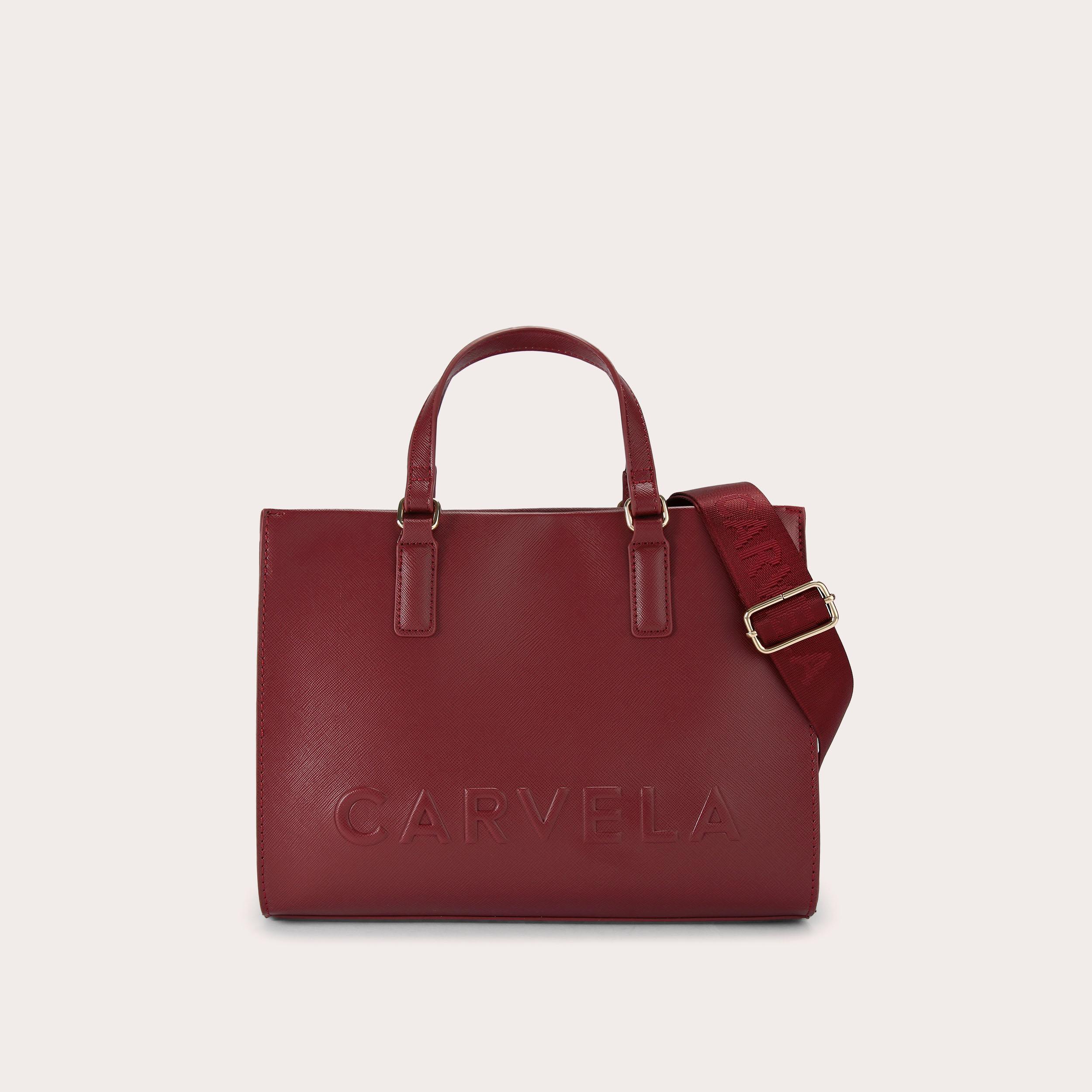 FRAME MIDI TOTE Dark Red Tote Bag by CARVELA