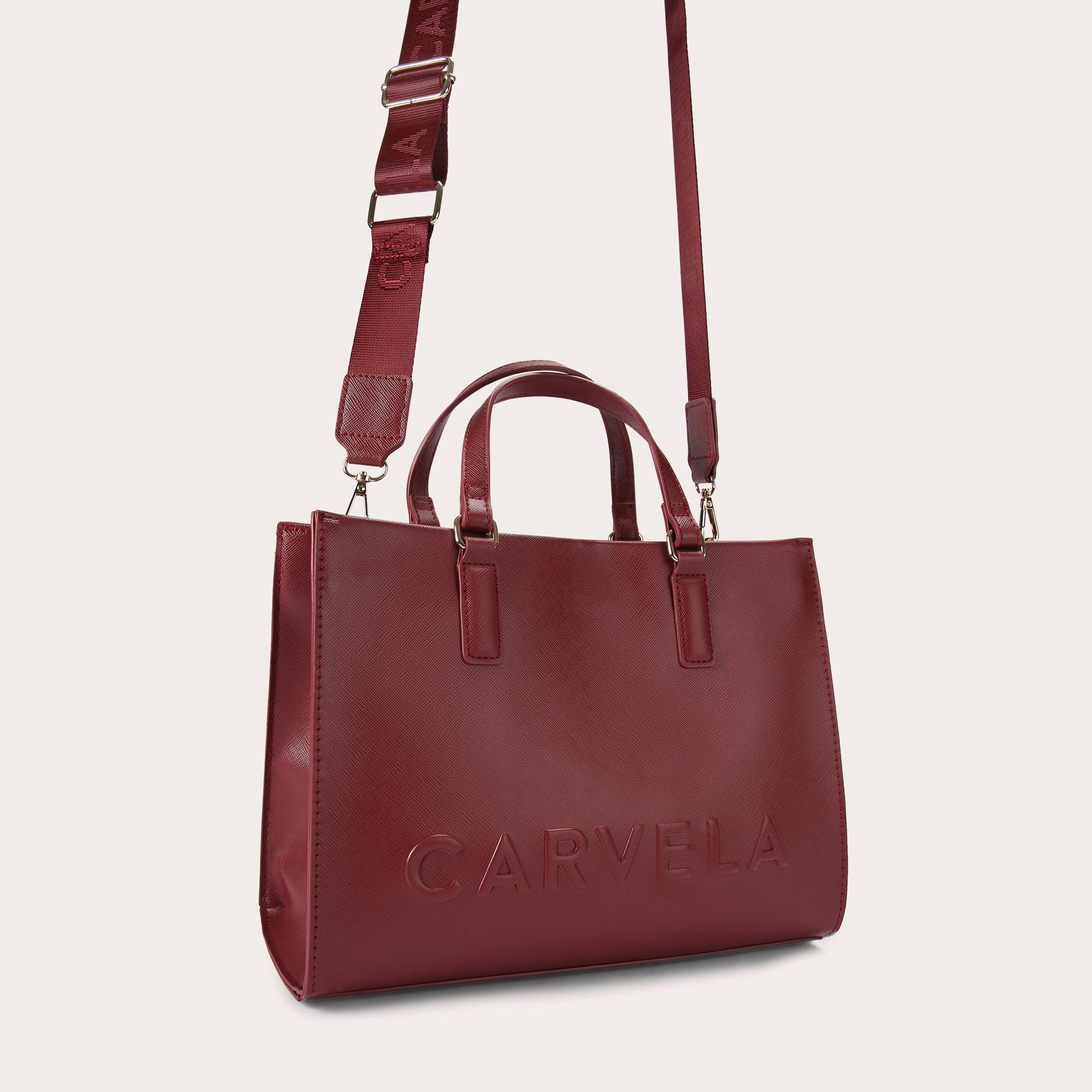 FRAME MIDI TOTE Dark Red Tote Bag by CARVELA