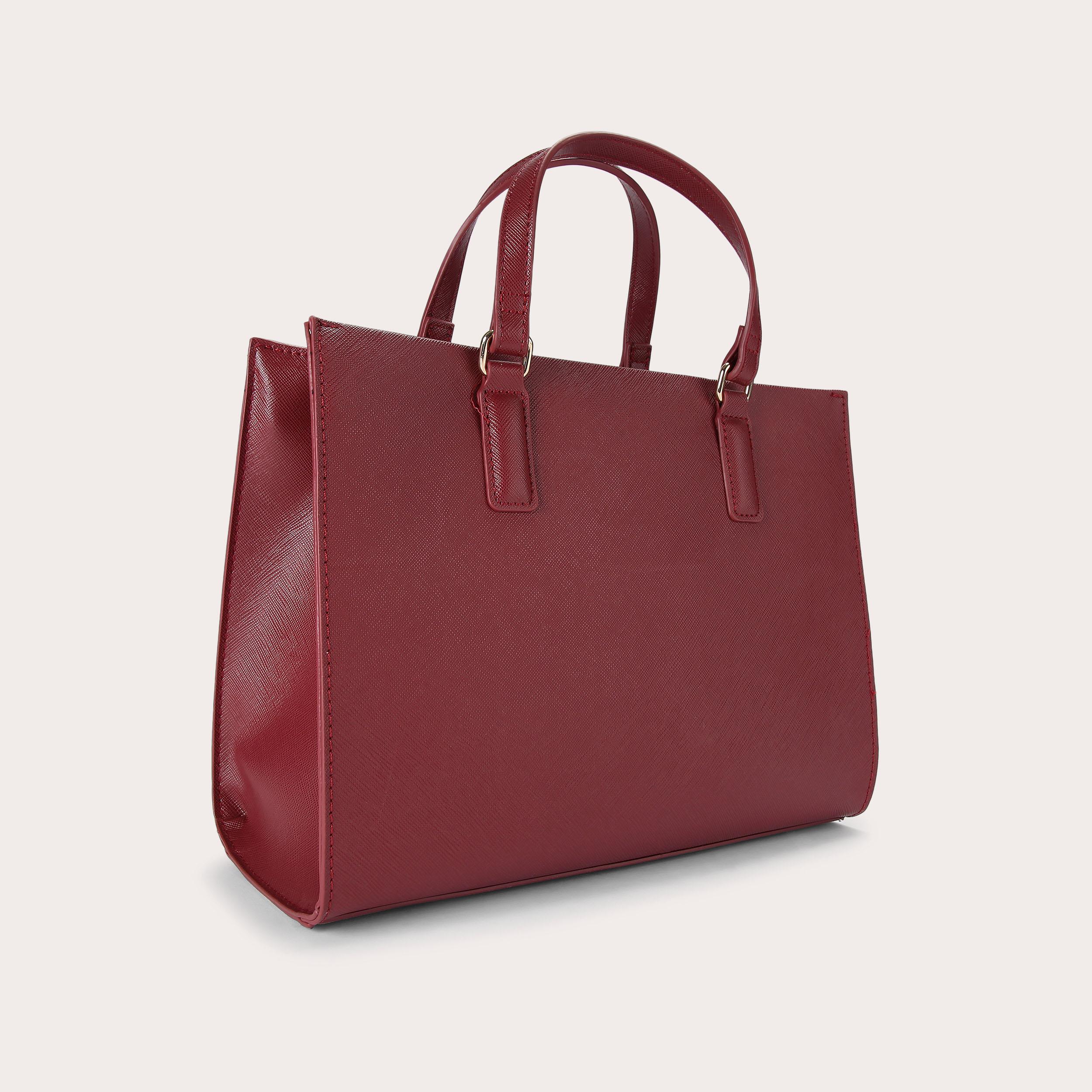 FRAME MIDI TOTE Dark Red Tote Bag by CARVELA