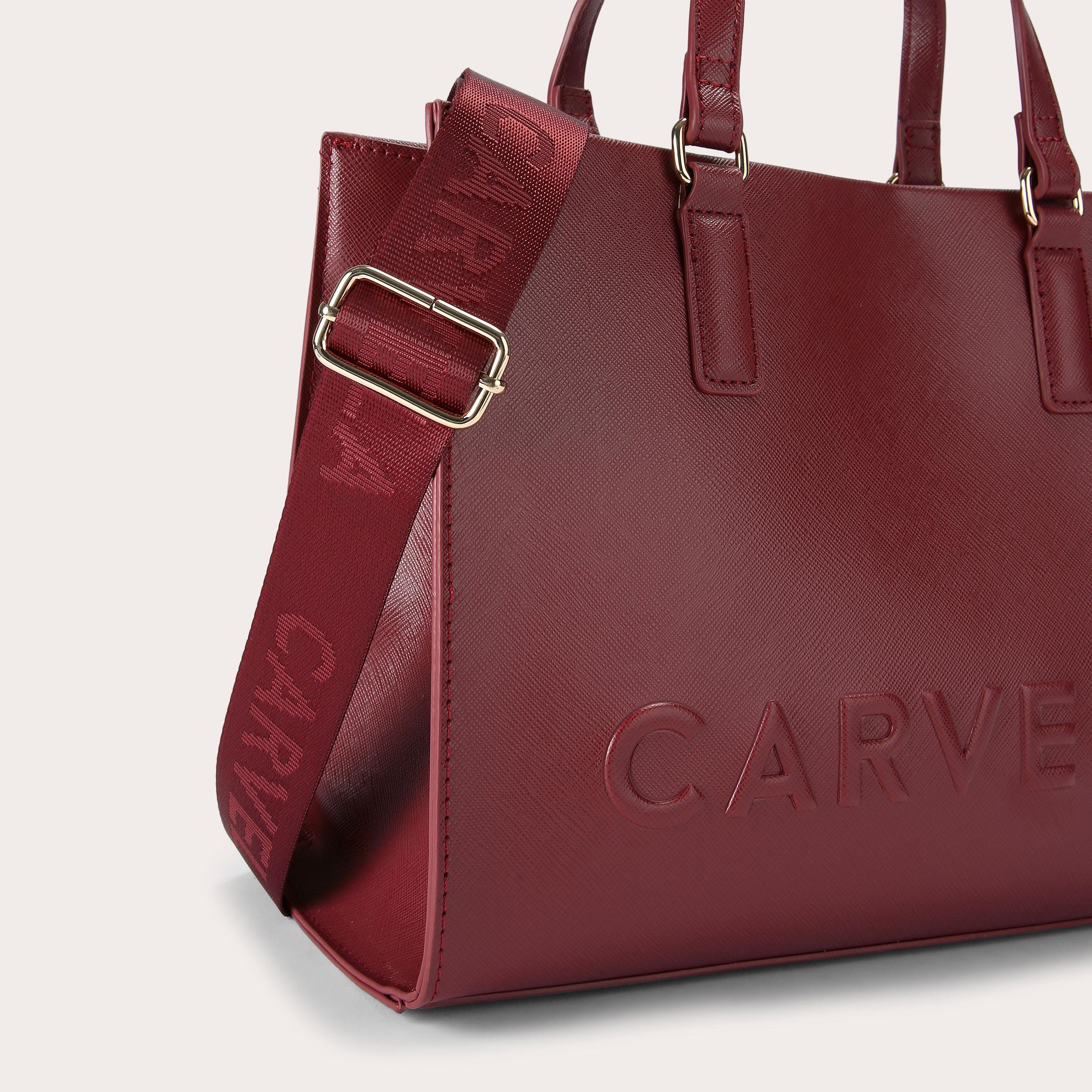 FRAME MIDI TOTE Dark Red Tote Bag by CARVELA