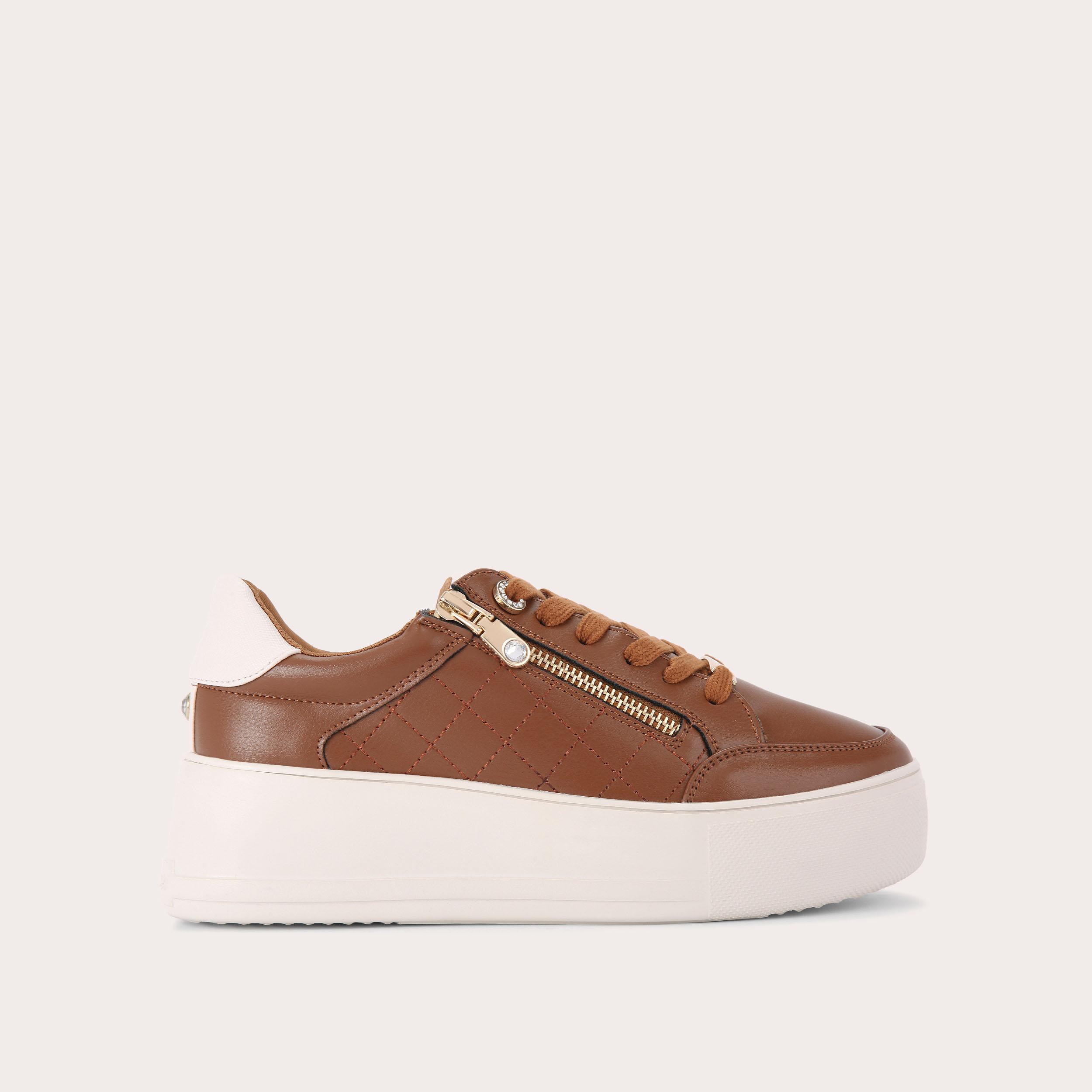 JIVE ZIP Tan Quilted Sneaker by CARVELA