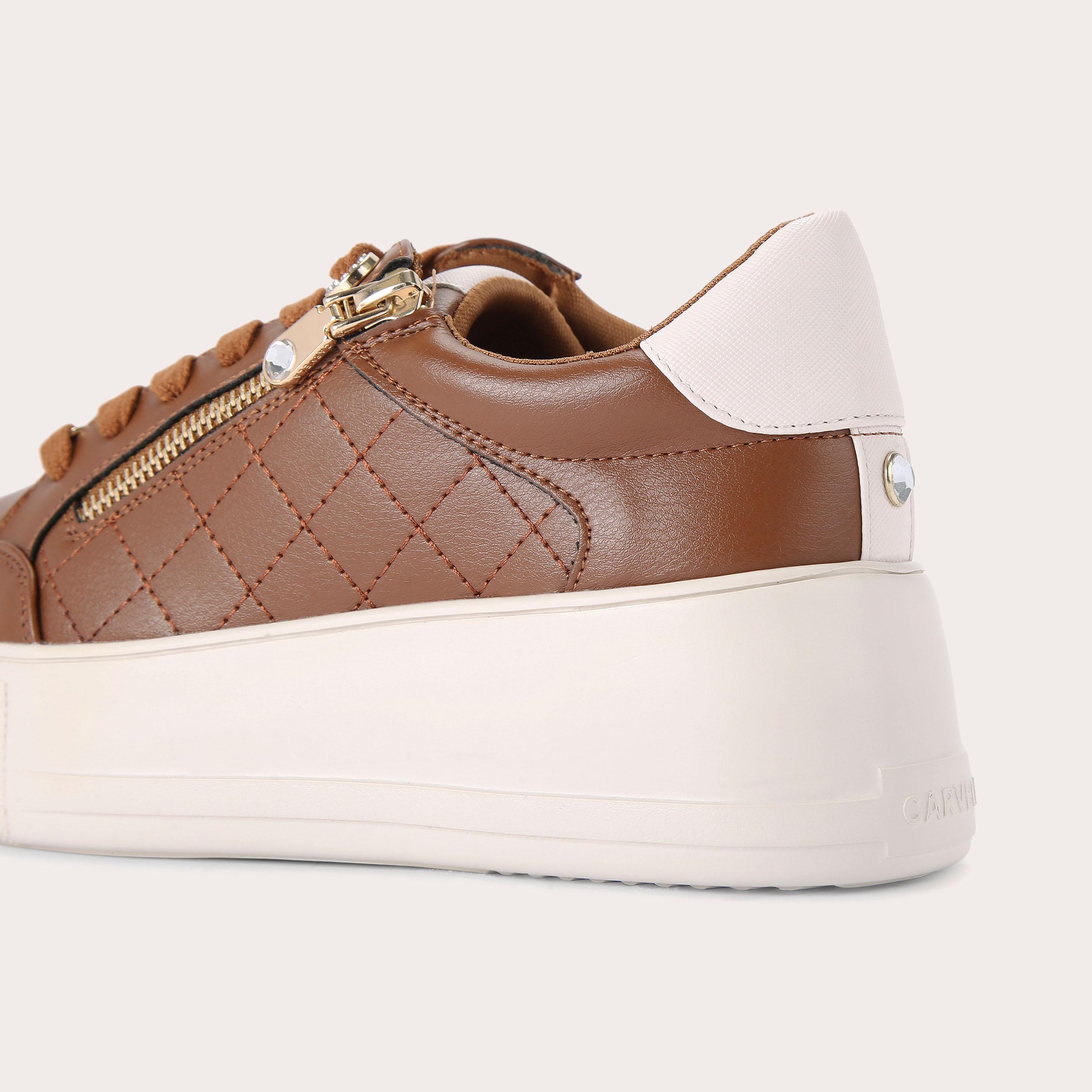 JIVE ZIP Tan Quilted Sneaker by CARVELA