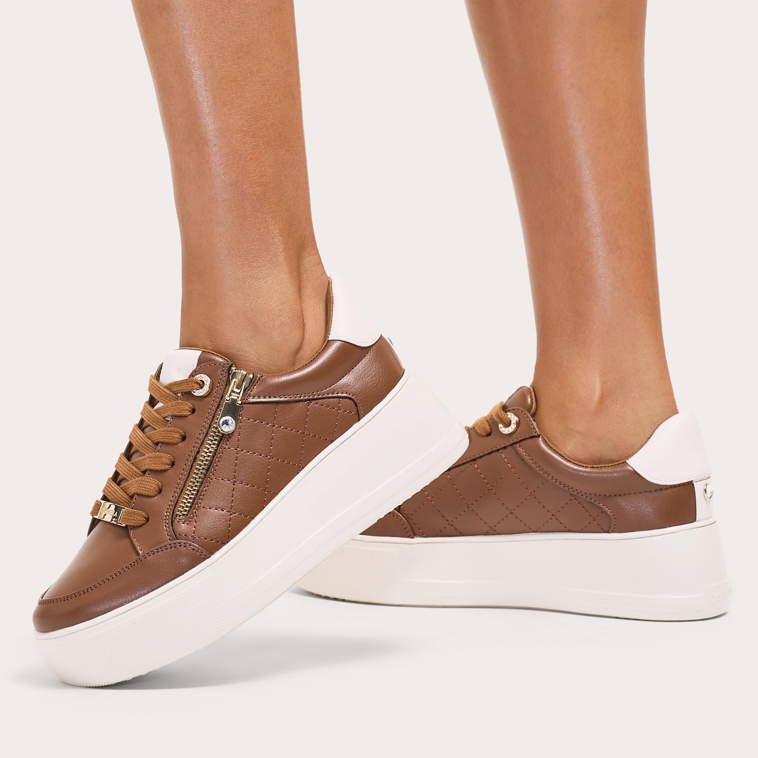 JIVE ZIP Tan Quilted Sneaker by CARVELA