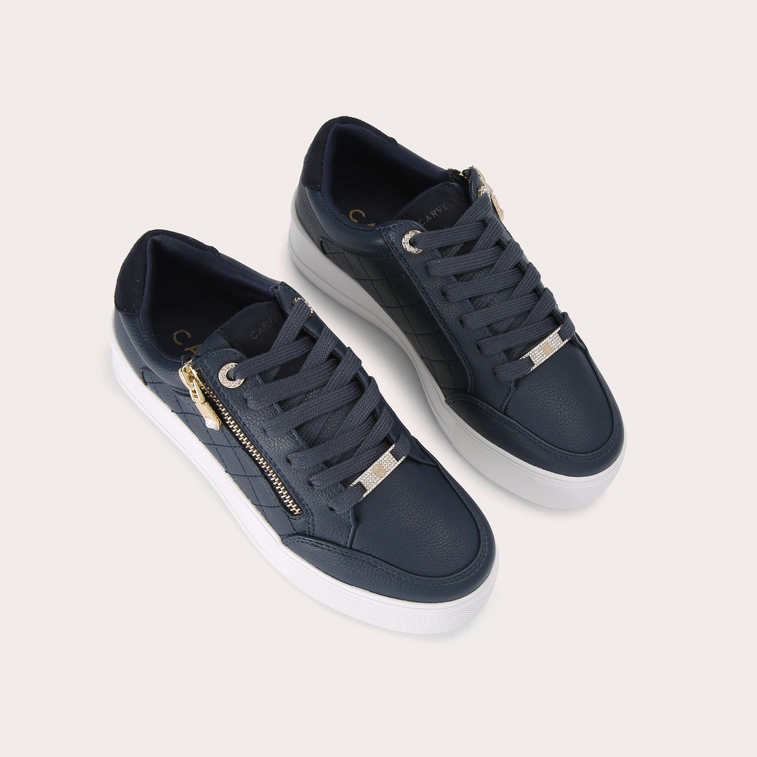 JIVE ZIP Navy Zip Trainers by CARVELA