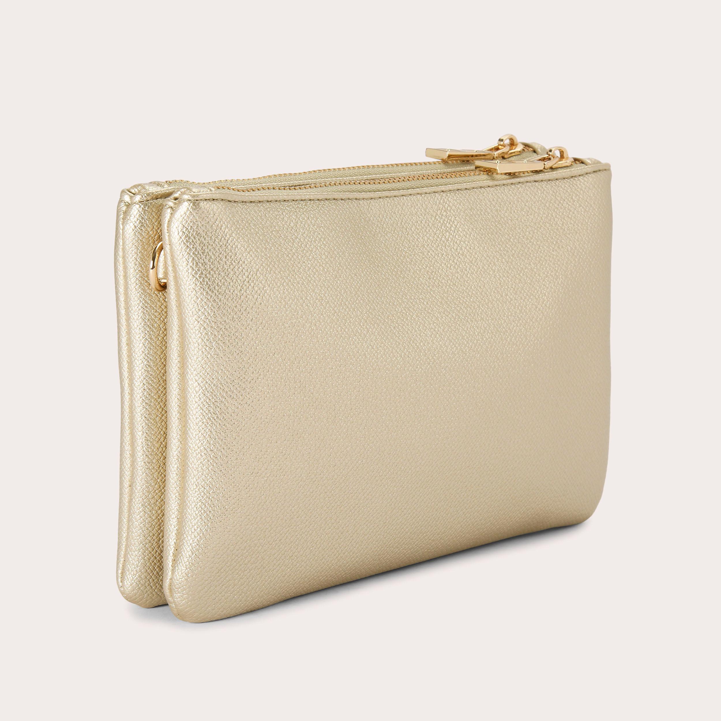 FRAME DOUBLE POUCH Gold Cross Body Bag by CARVELA