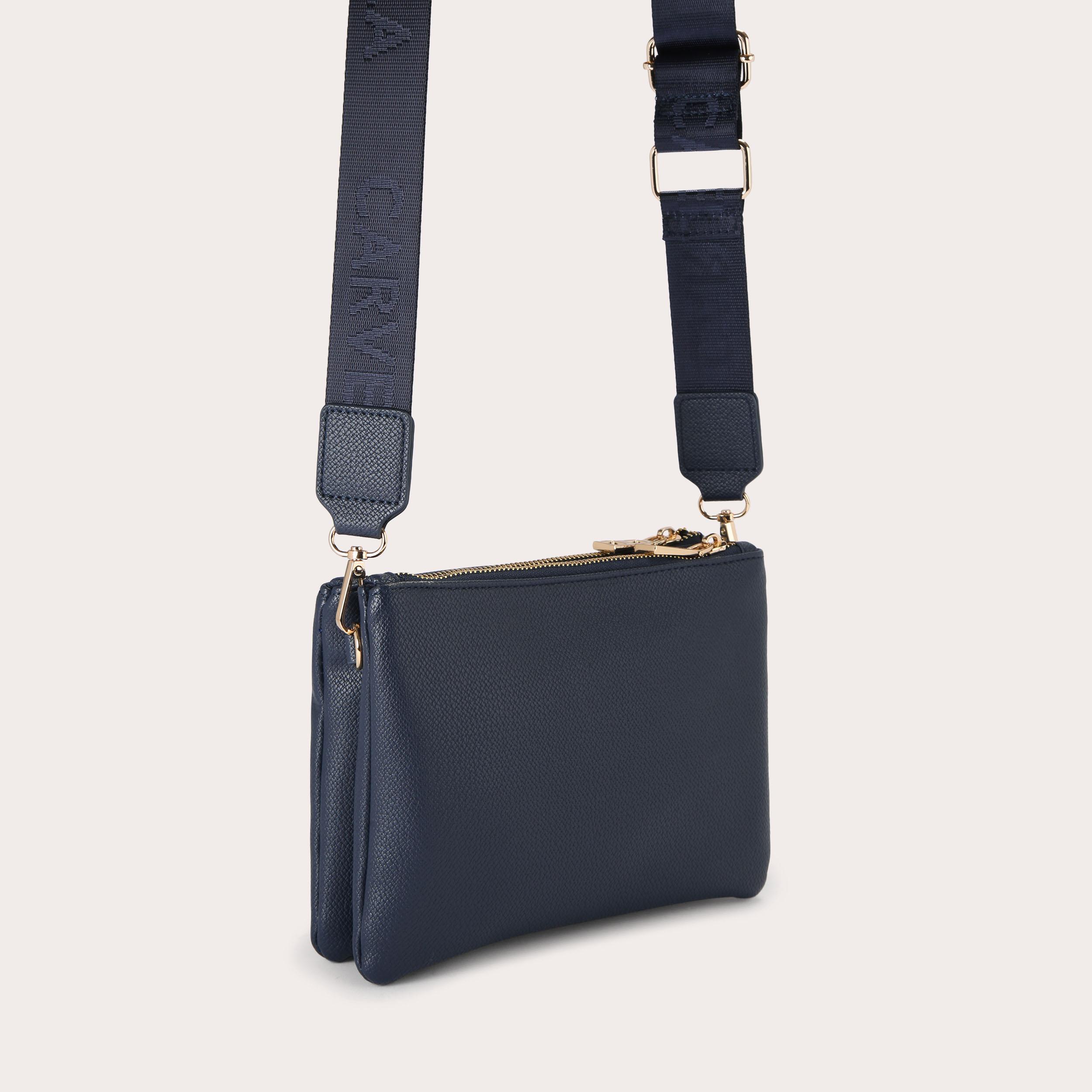 FRAME DOUBLE POUCH Navy Cross Body Bag by CARVELA