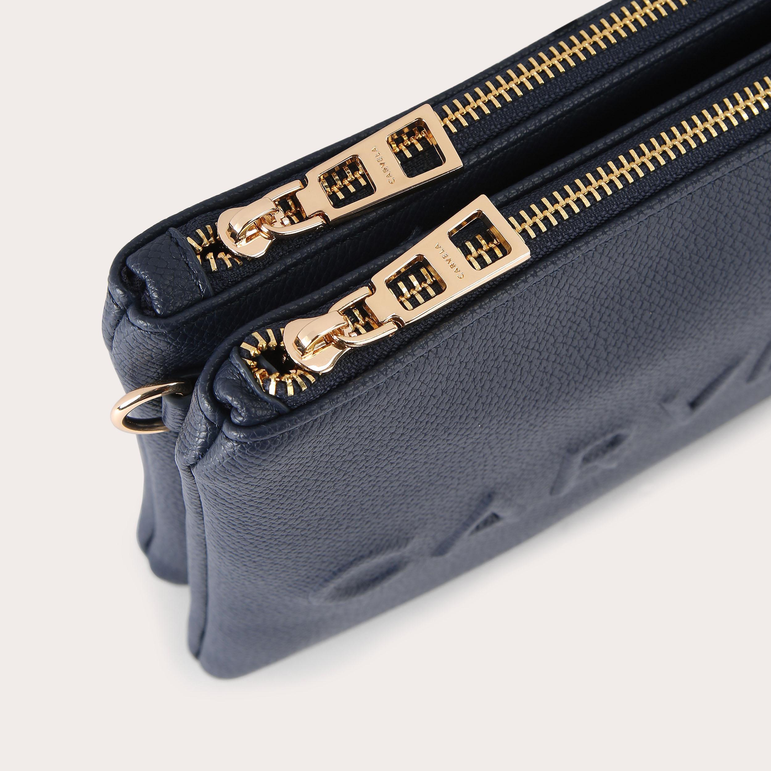 FRAME DOUBLE POUCH Navy Cross Body Bag by CARVELA