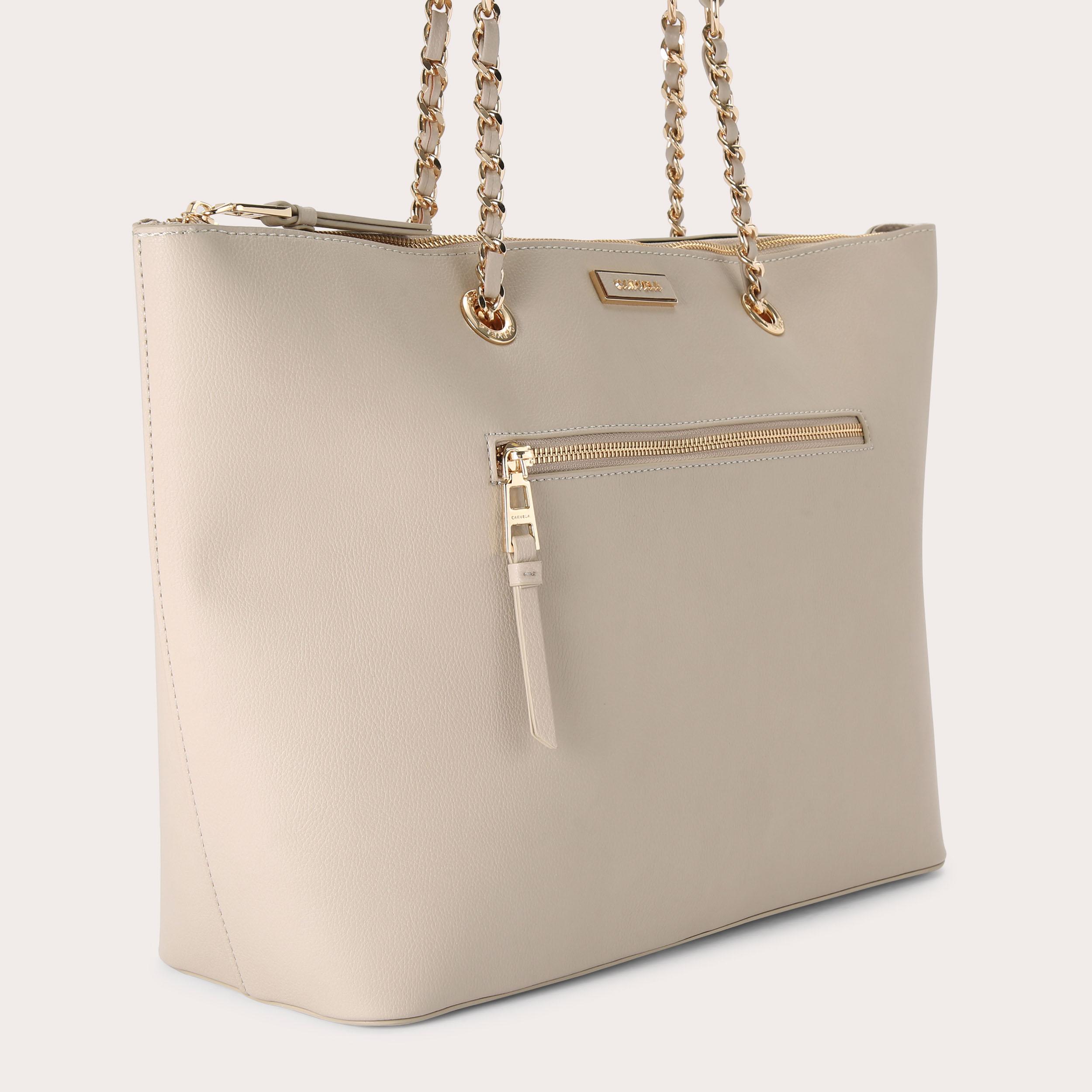 CHAI ZIP TOTE Taupe Tote Bag by CARVELA