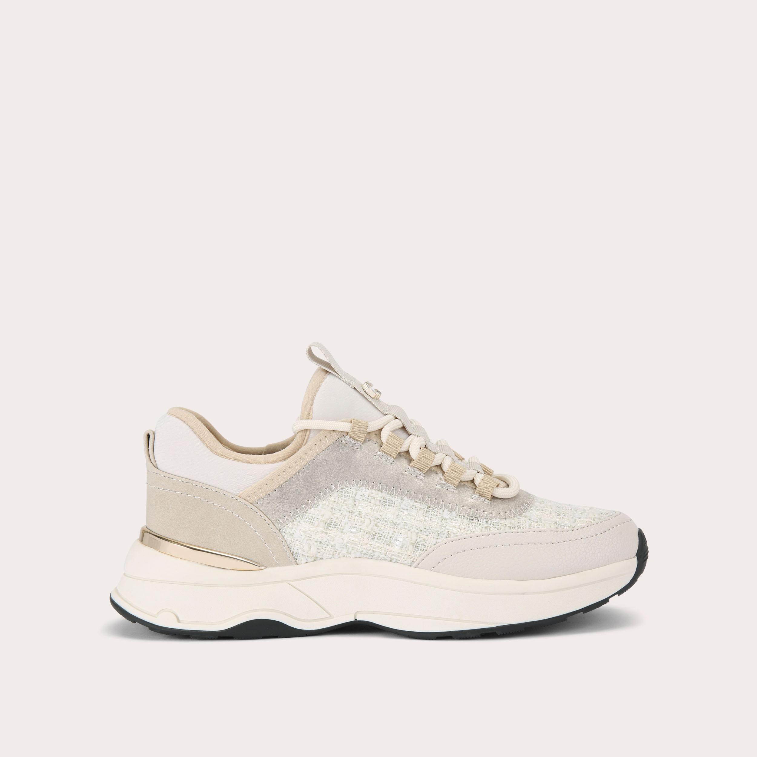 SWIFT RUNNER Cream Tweed Sneaker by CARVELA