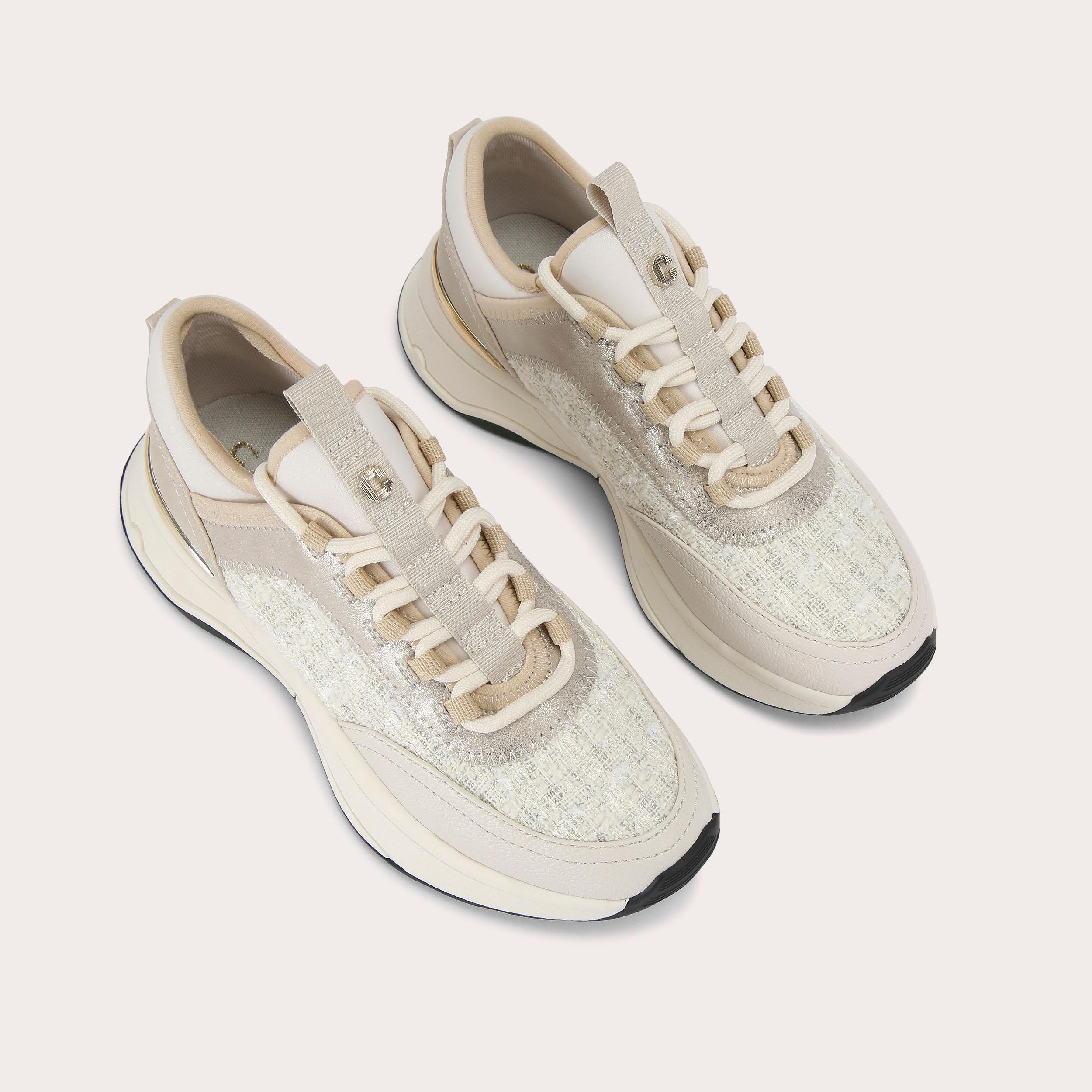 SWIFT RUNNER Cream Tweed Sneaker by CARVELA