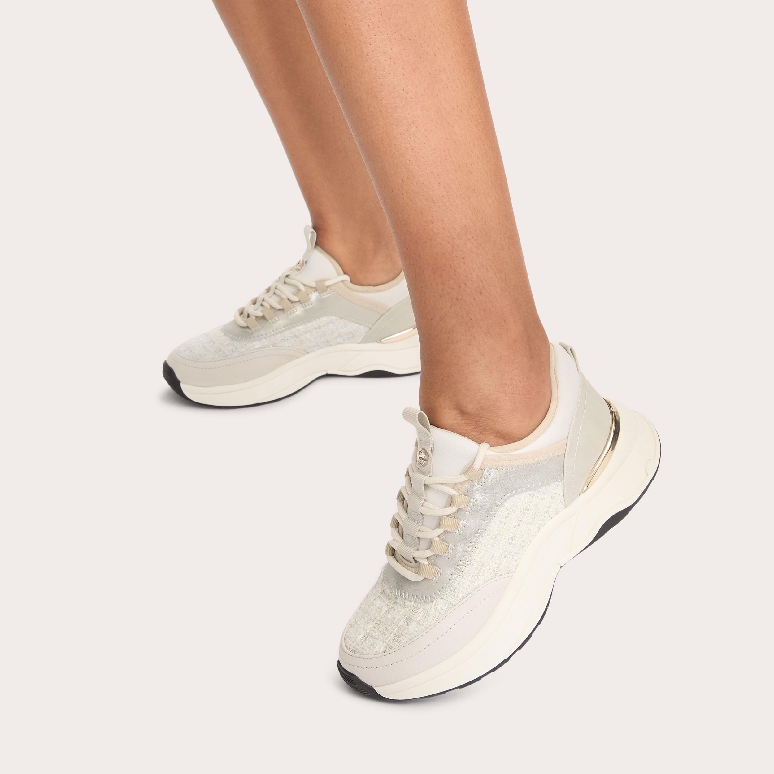 SWIFT RUNNER Cream Tweed Sneaker by CARVELA