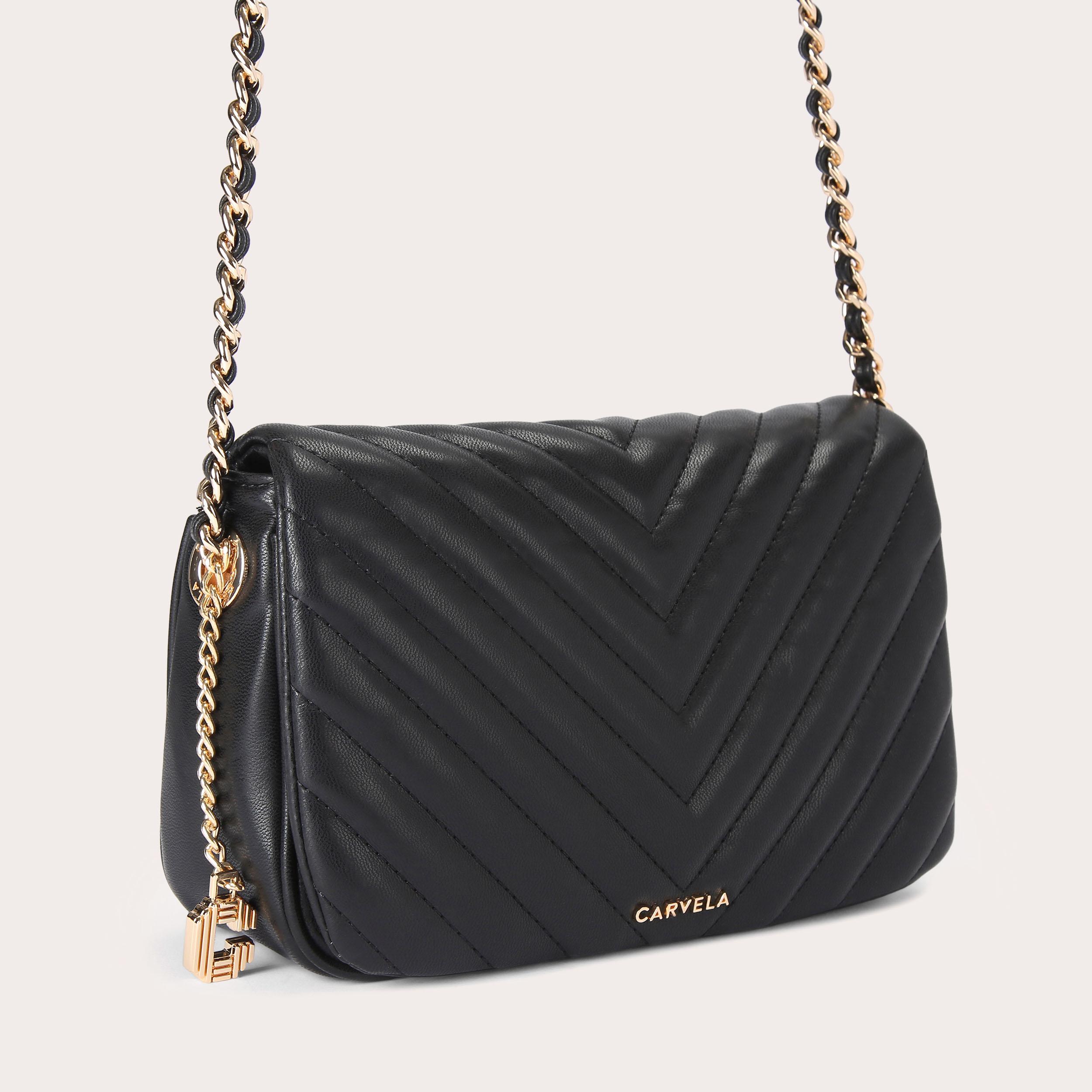 LOLA SHOULDER BAG Black Flap Over Bag by CARVELA