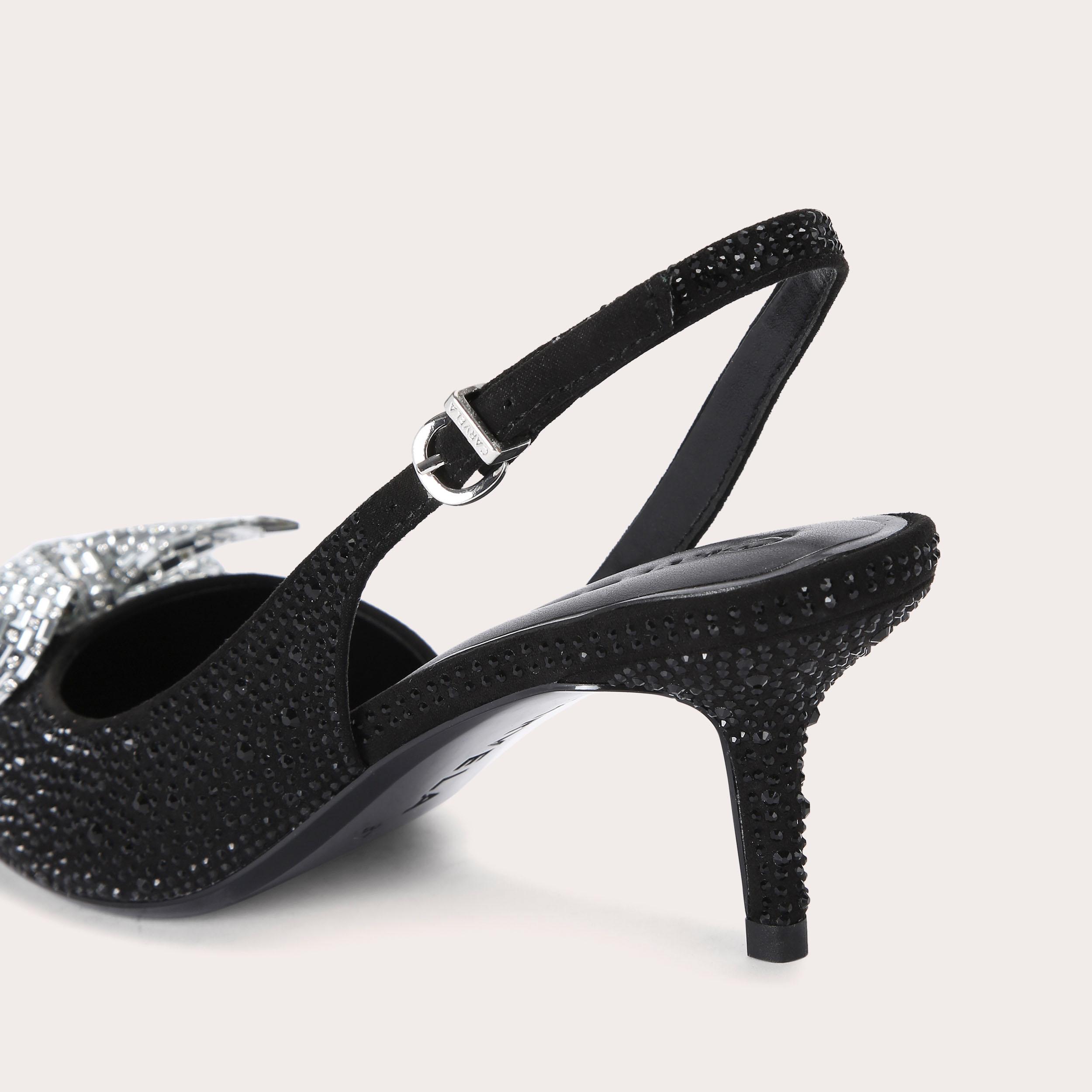 REGAL BOW SLING 60 Black Crystal Slingback Heels by CARVELA