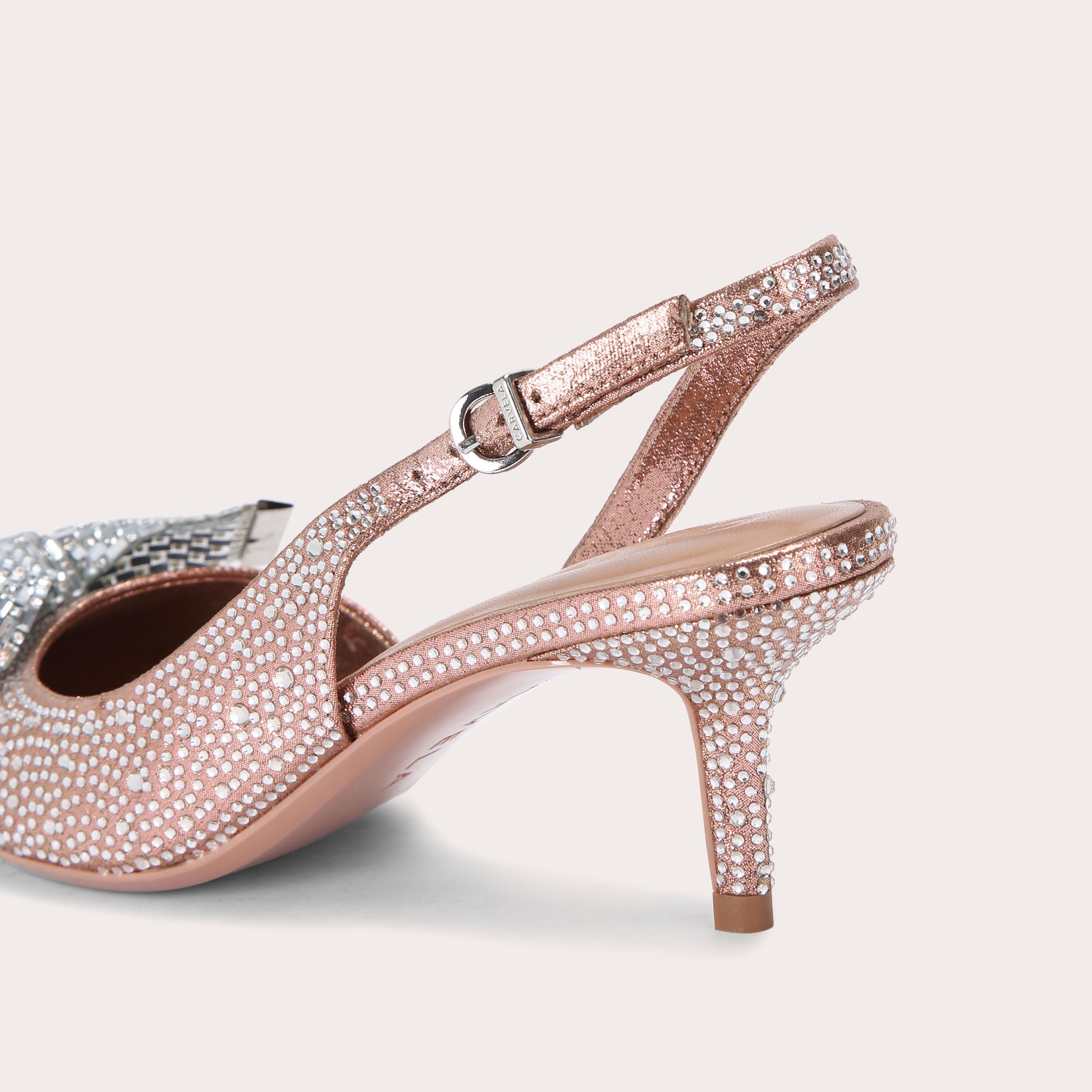 REGAL BOW SLING 60 Rose God Crystal Slingback Heel by CARVELA