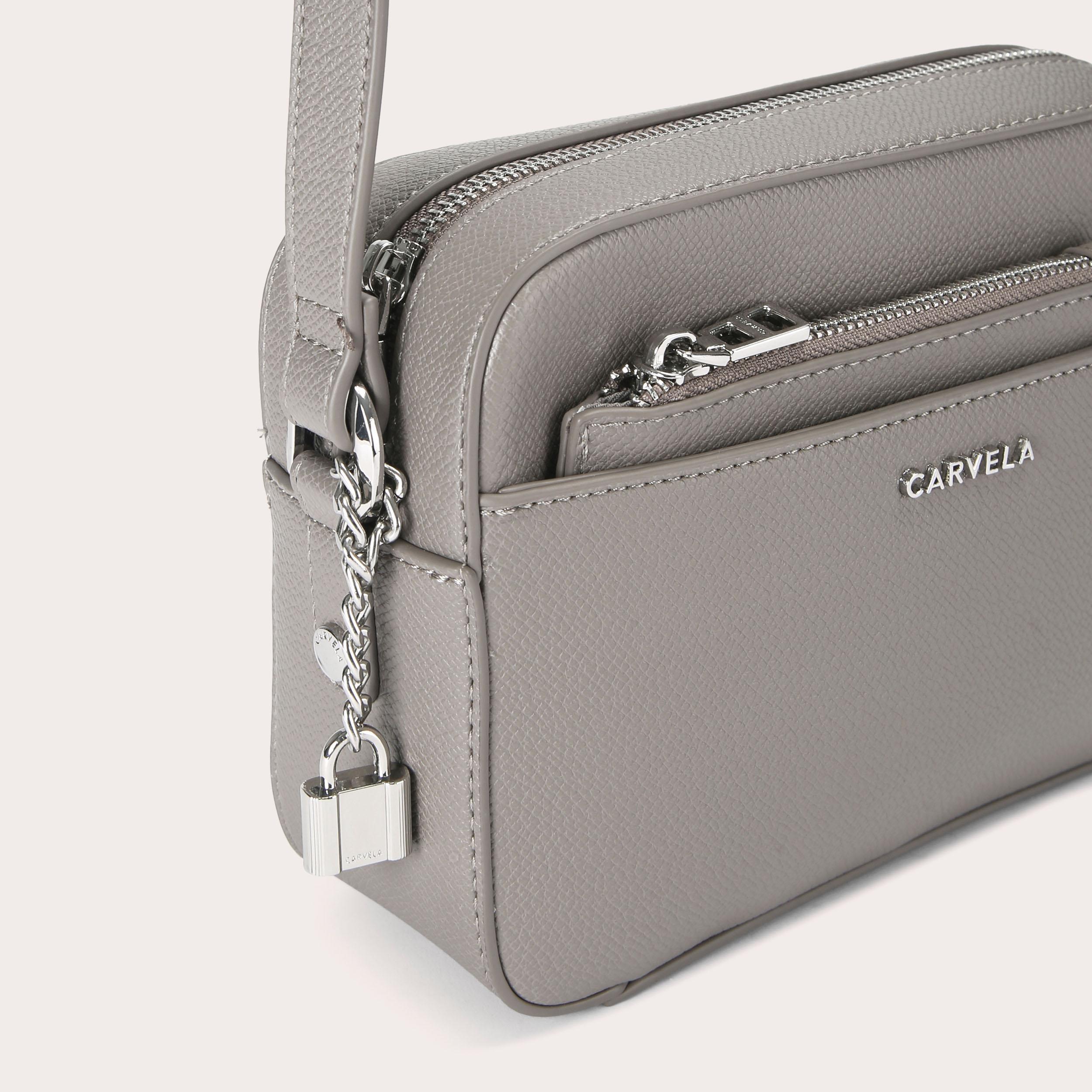 LATTE CAMERA BAG Grey Cross Body Bag by CARVELA