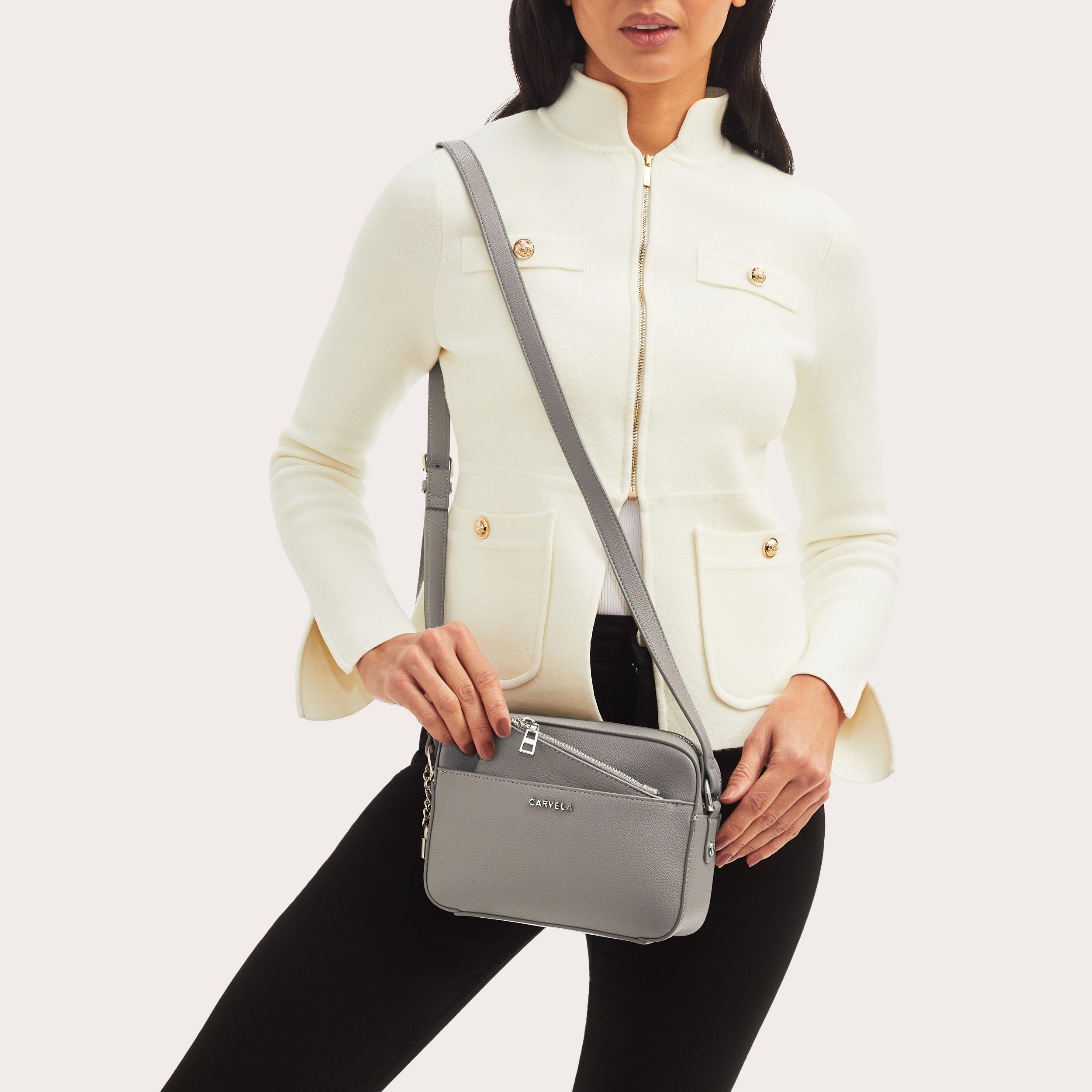 LATTE CAMERA BAG Grey Cross Body Bag by CARVELA