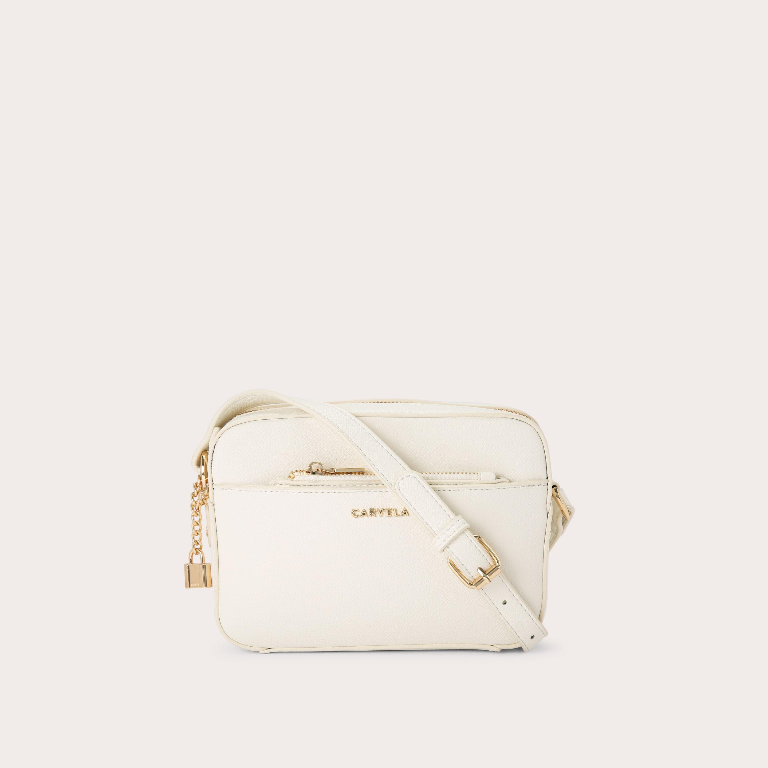 LATTE CAMERA BAG Bone Cross Body Bag by CARVELA
