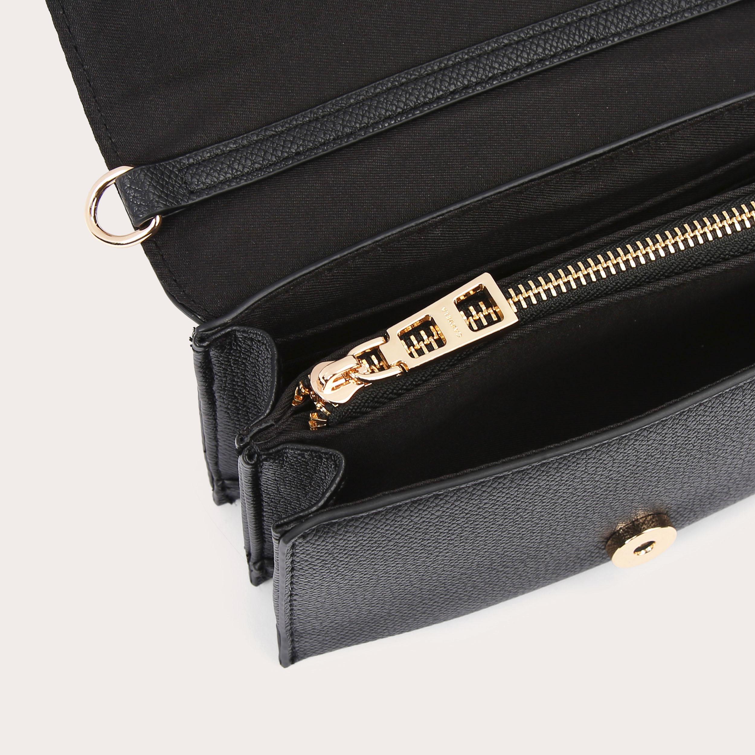 FRAME WALLET X BODY Black Textured Cross Body Wallet by CARVELA