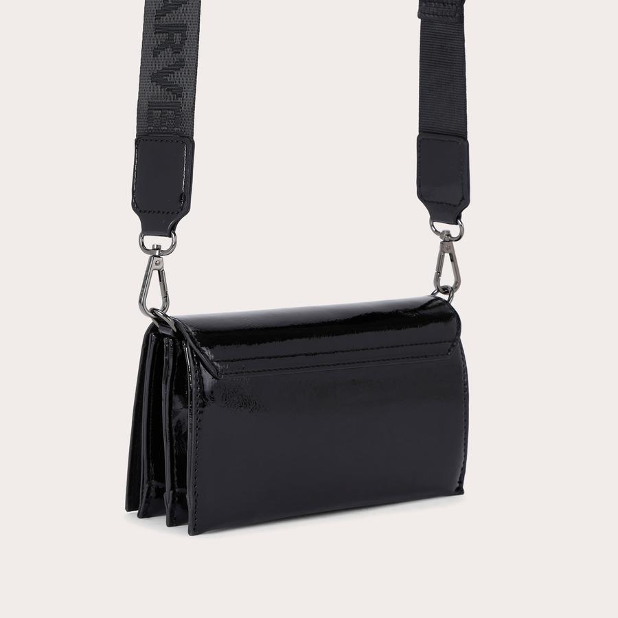 FRAME WALLET X BODY Black Patent Cross Body Bag by CARVELA FRAME WALLET X BODY Black Patent Cross Body Bag by CARVELA