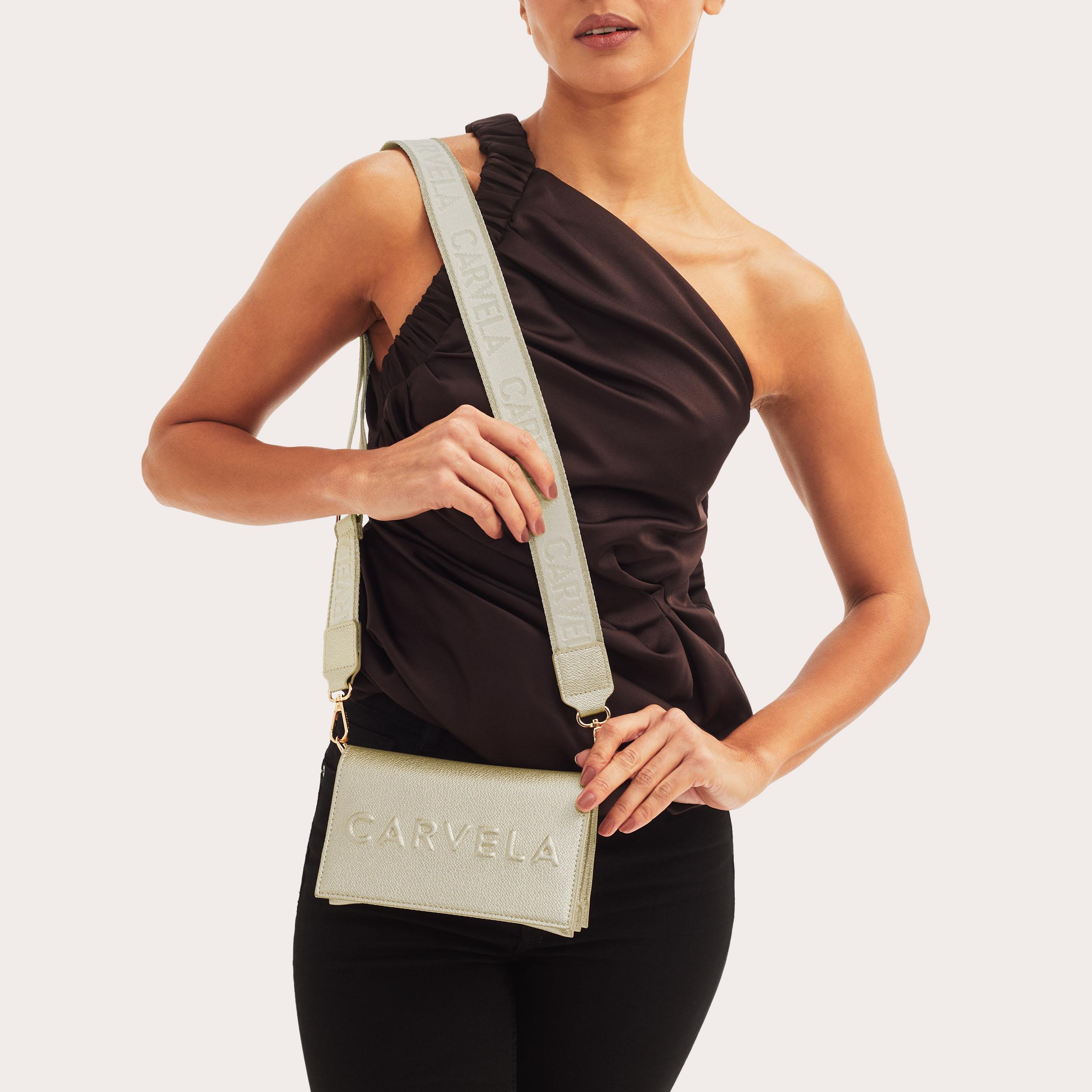 FRAME WALLET X BODY Gold Textured Wallet On Chain by CARVELA