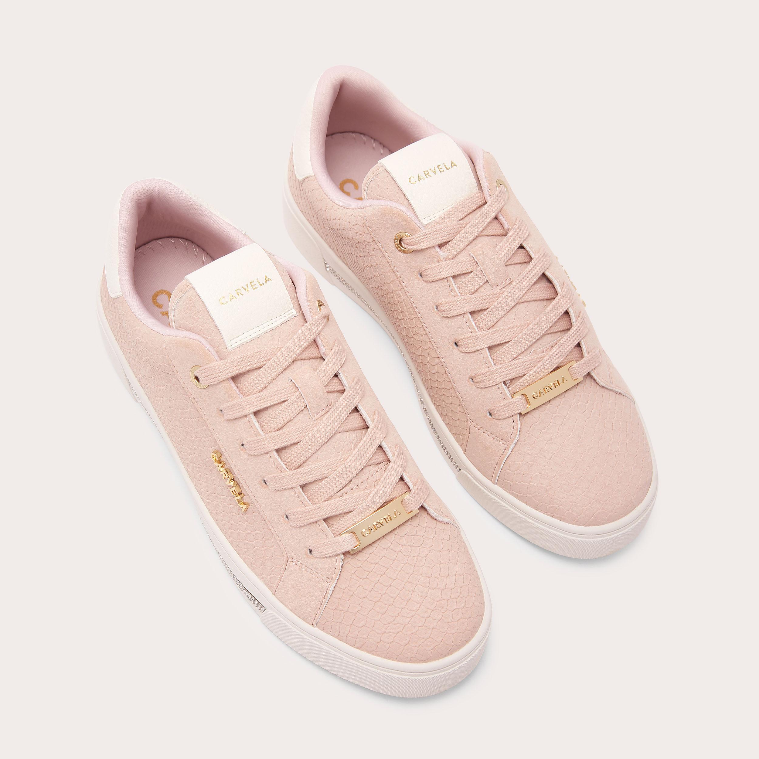 DIAMOND Pale Pink Snake Print Trainer by CARVELA