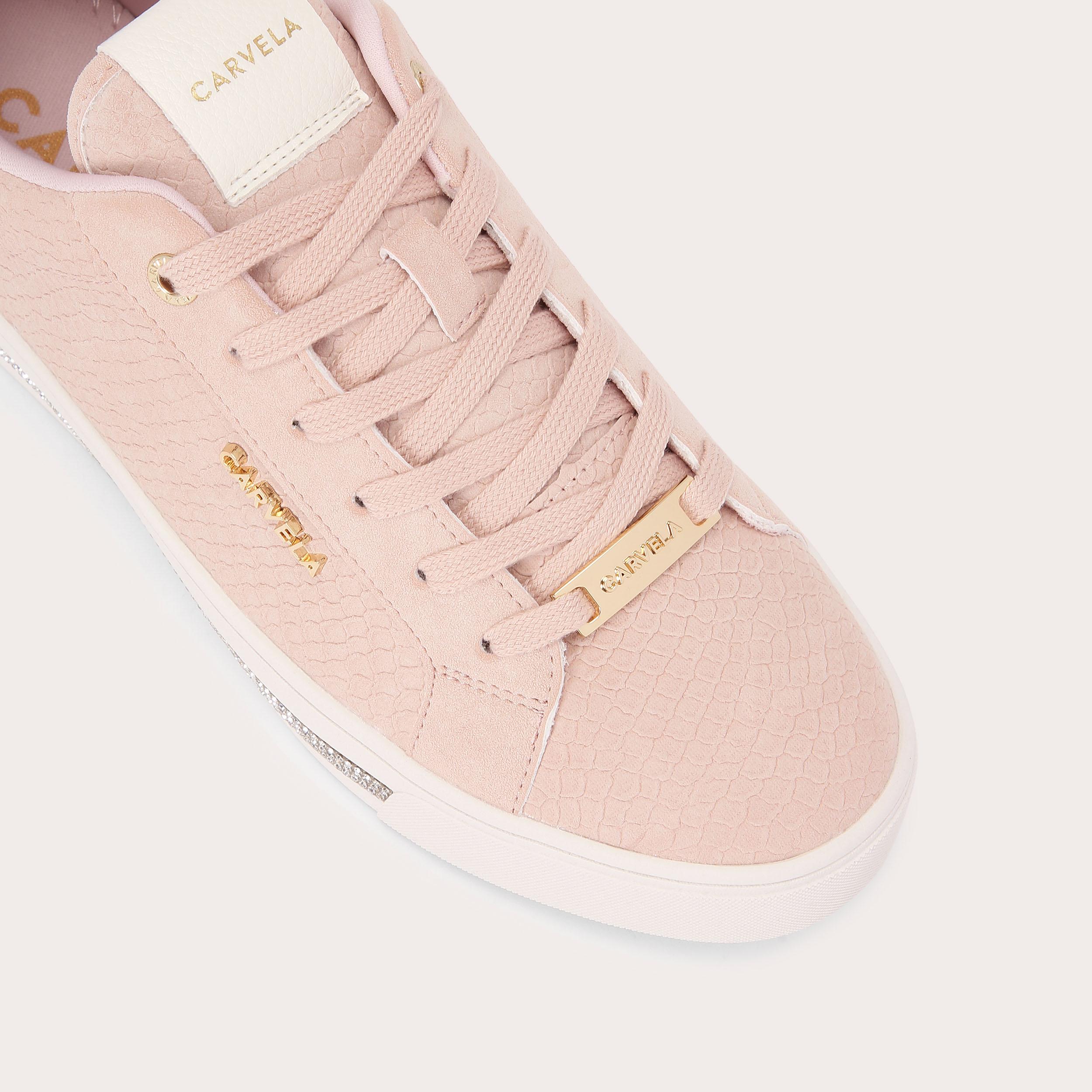 DIAMOND Pale Pink Snake Print Trainer by CARVELA