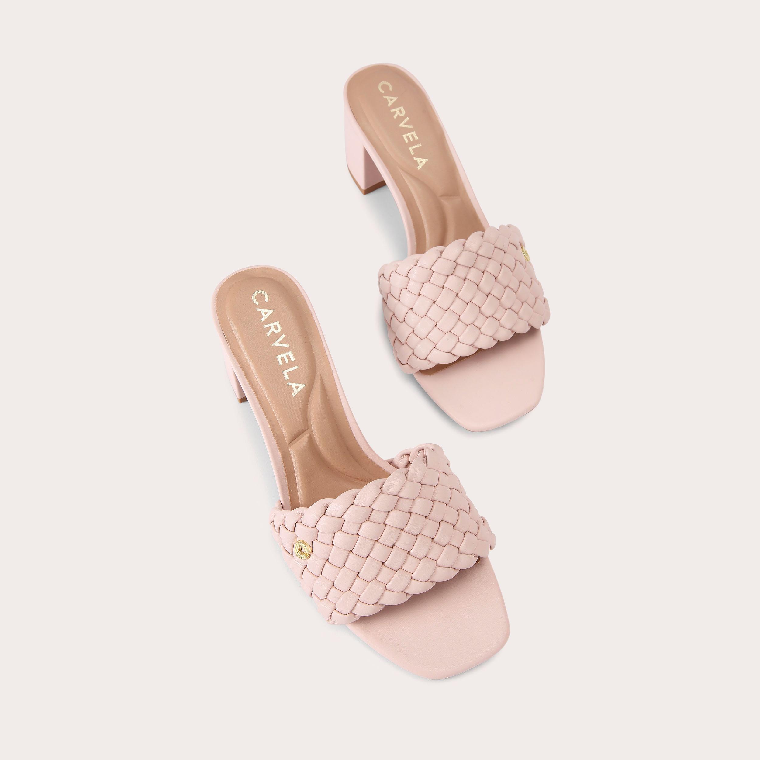 LATTICE Pink Woven Slip On Mules by CARVELA