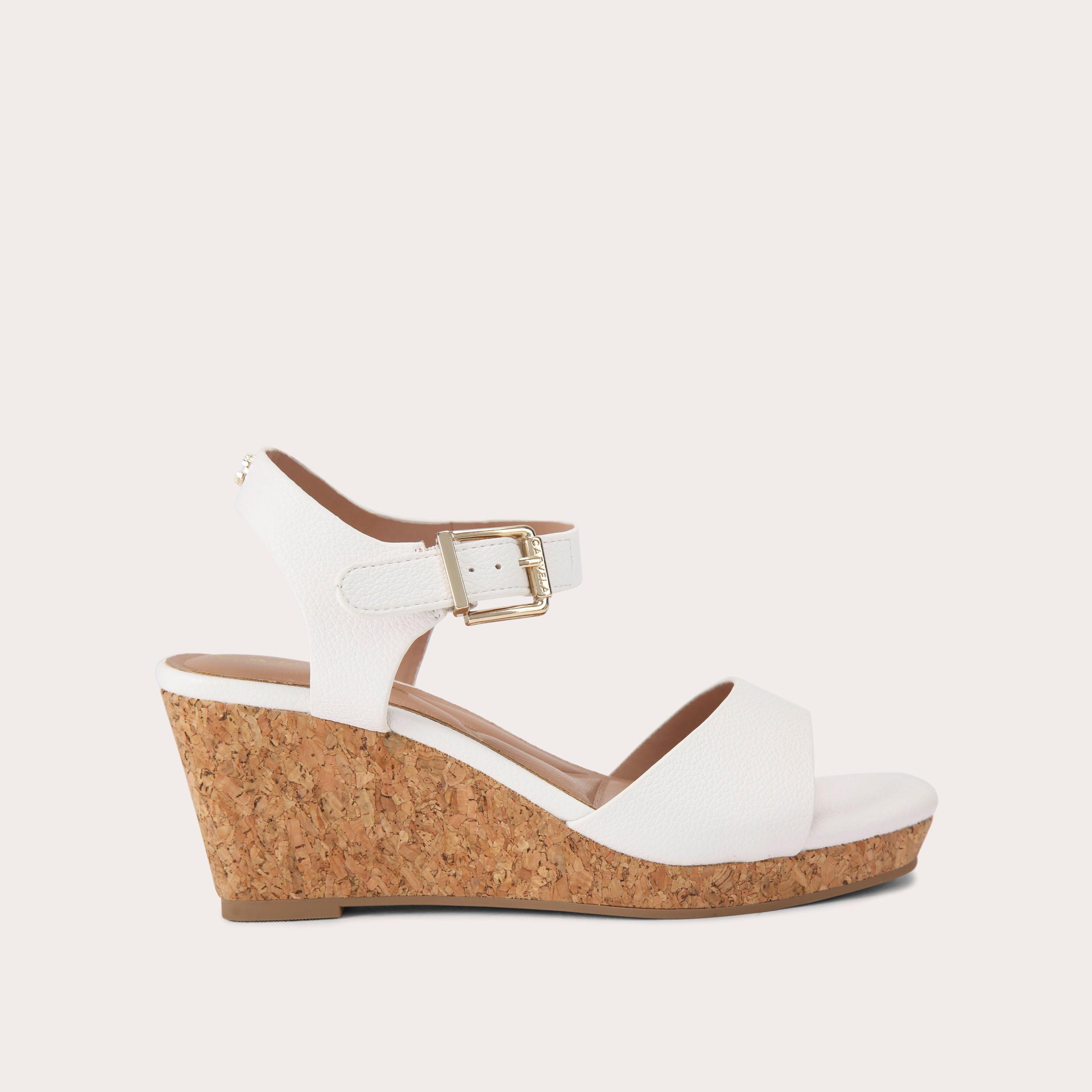 SADIE WEDGE White Wedge Cork Heel by CARVELA