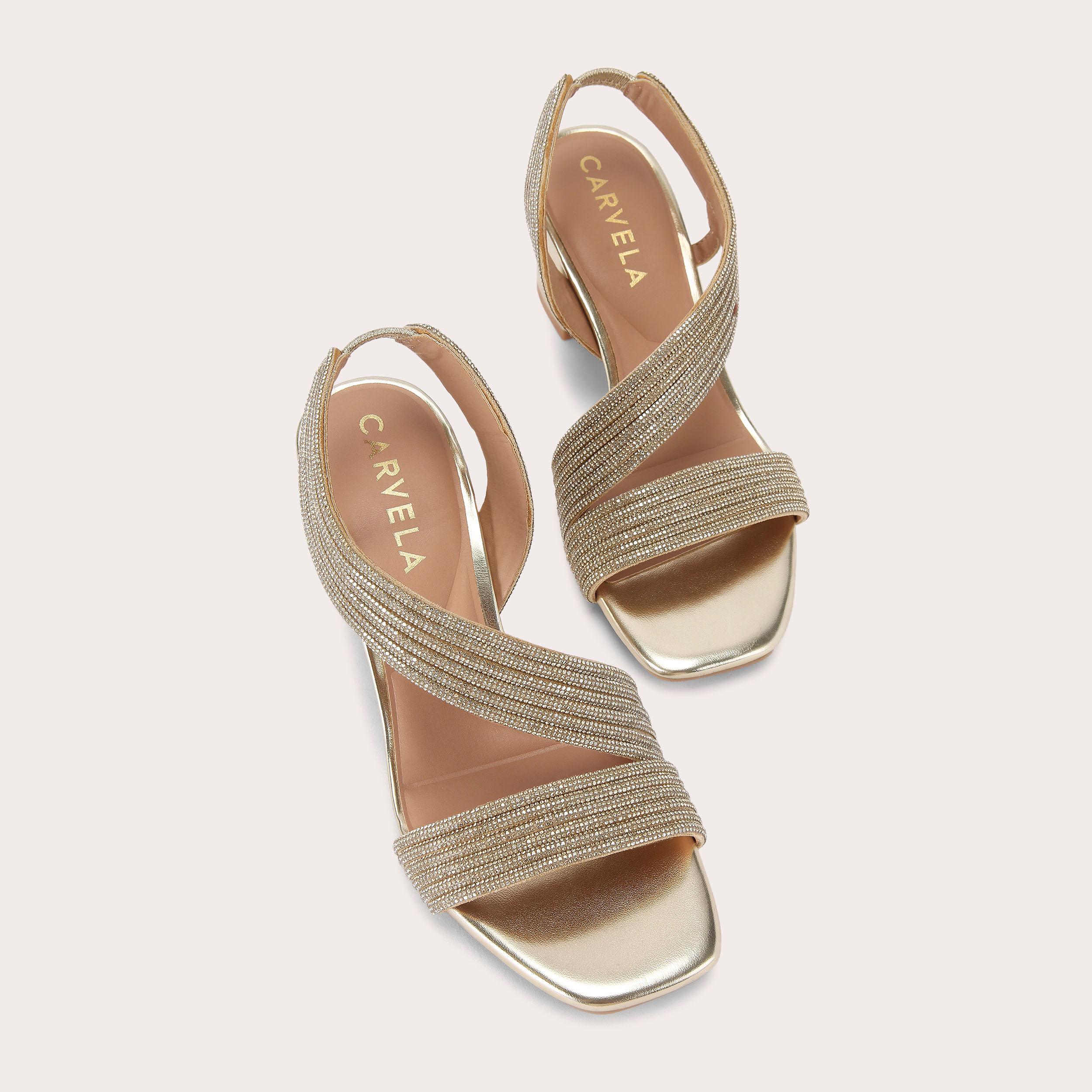 GALA BLOCK JEWEL 60 Gold Crystal Block Heel by CARVELA