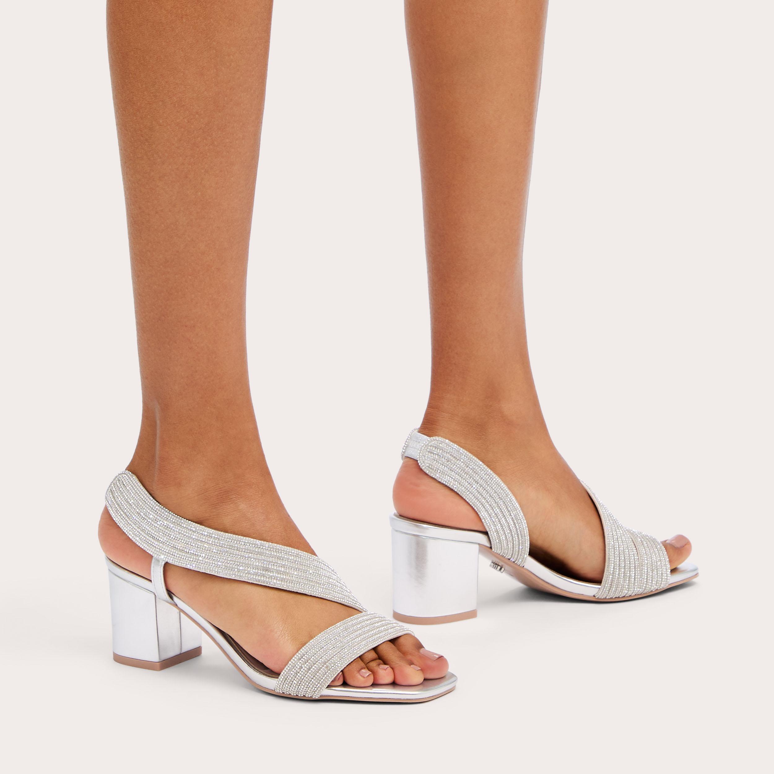 GALA BLOCK JEWEL 60 Silver Slingback Heel by CARVELA