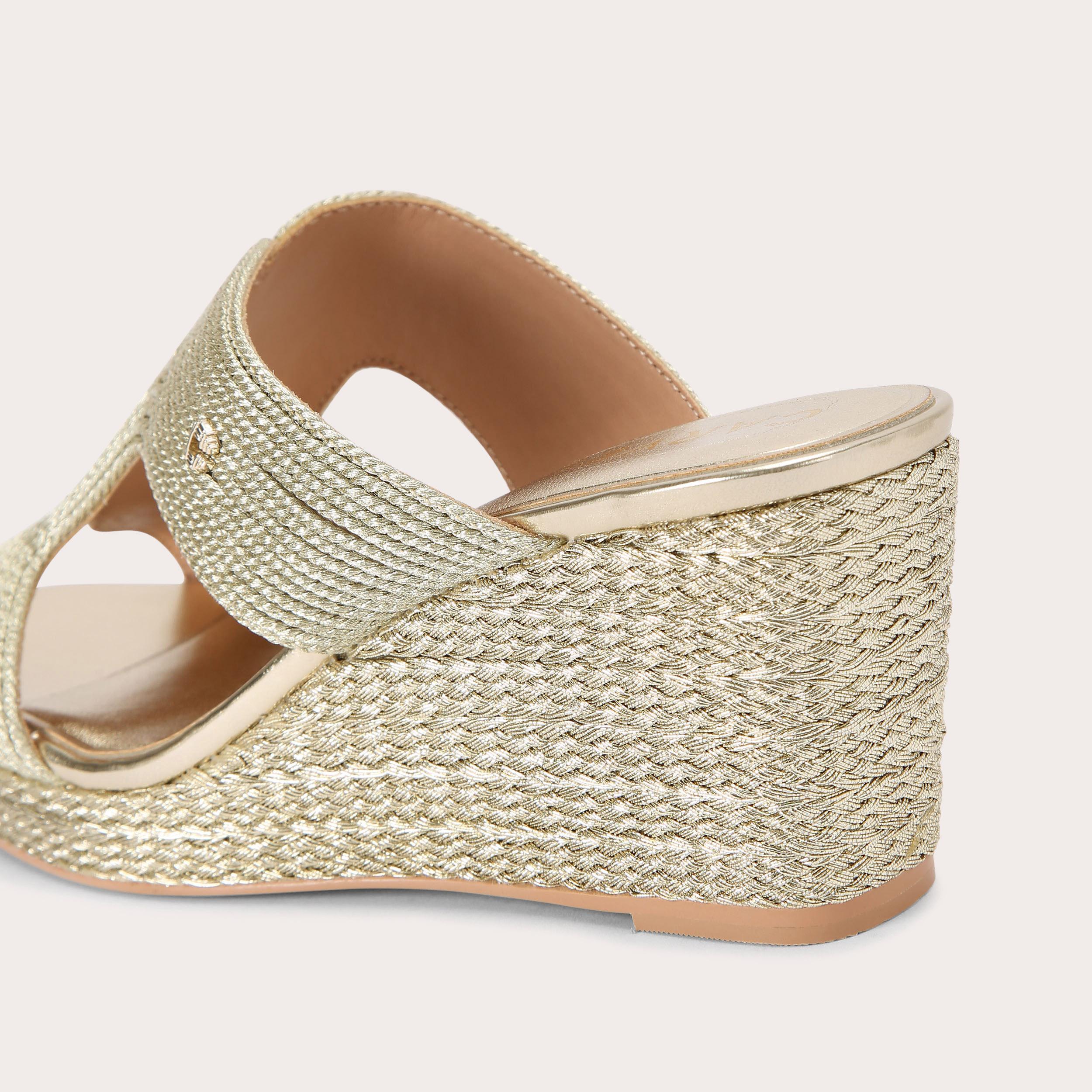 GALA WEDGE MULE 70 Gold Rope Wedge Heels by CARVELA