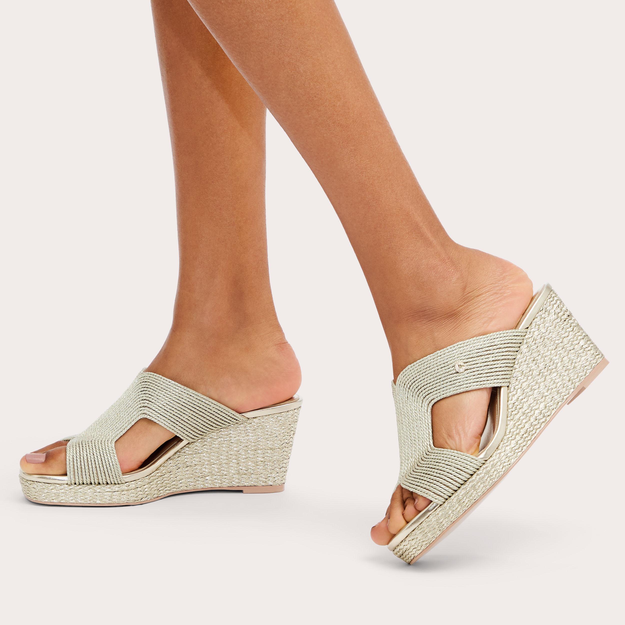GALA WEDGE MULE 70 Gold Rope Wedge Heels by CARVELA
