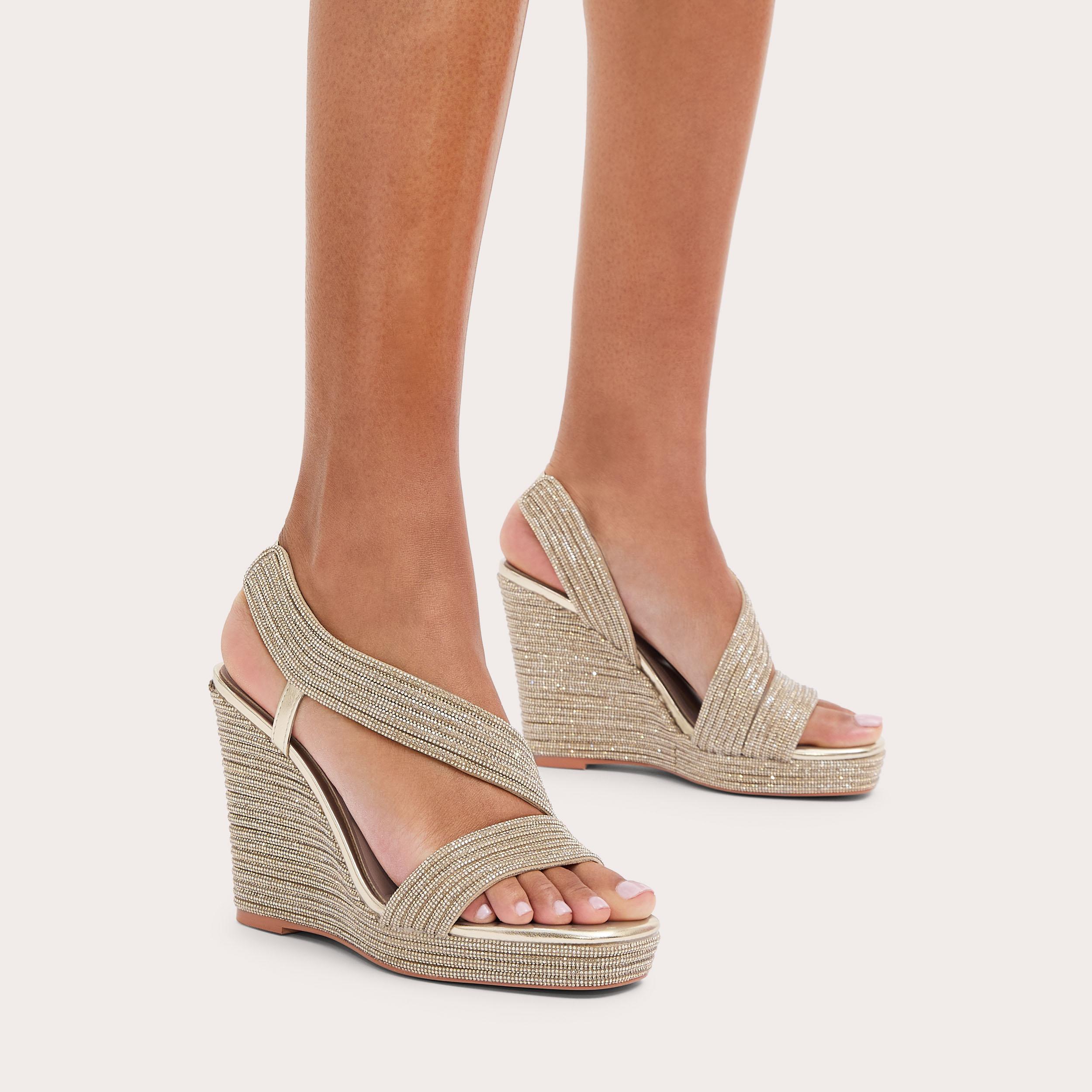 GALA WEDGE JEWEL 110 Gold Crystal Wedge Heel by CARVELA