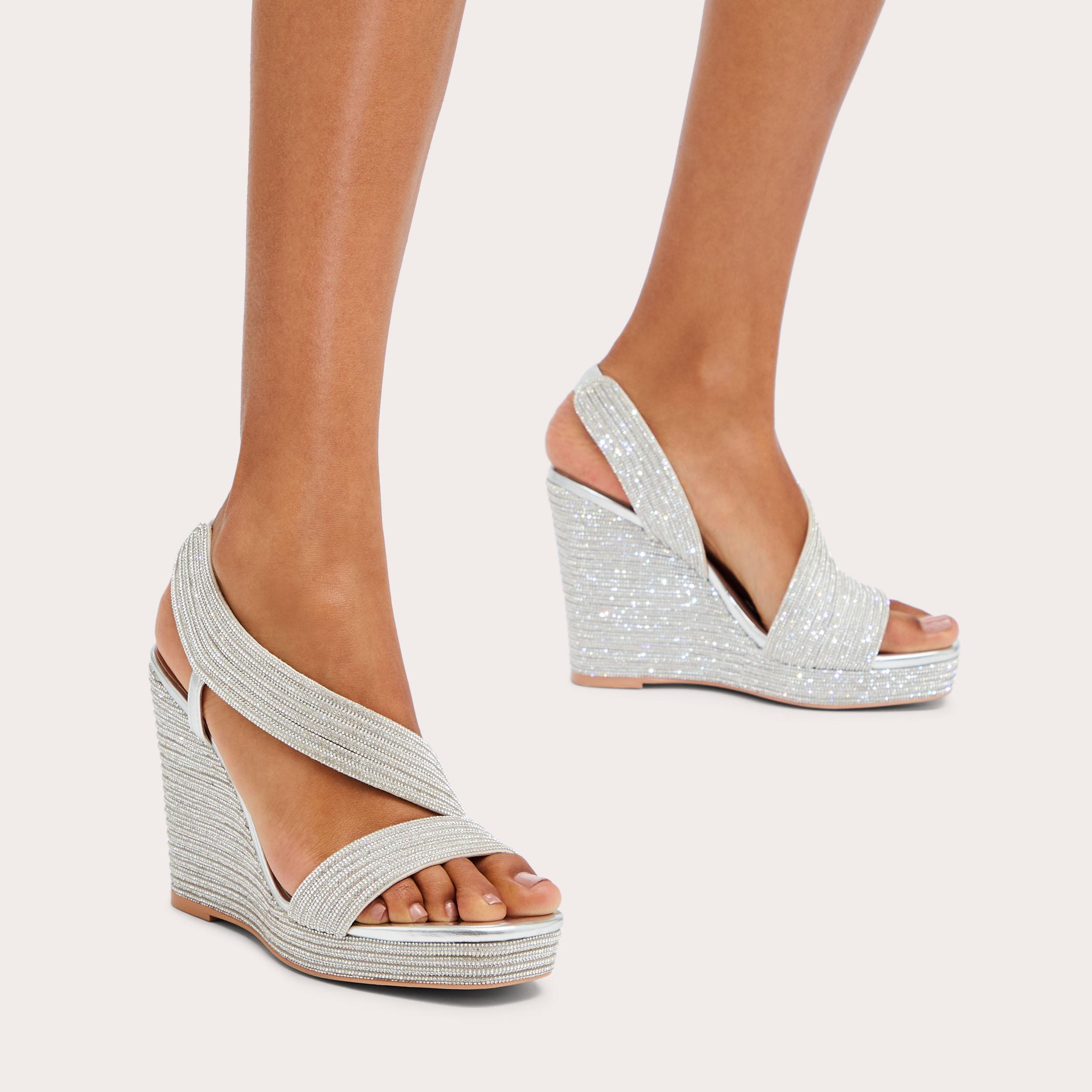 GALA WEDGE JEWEL 110 Silver Crystal Wedge Heels by CARVELA
