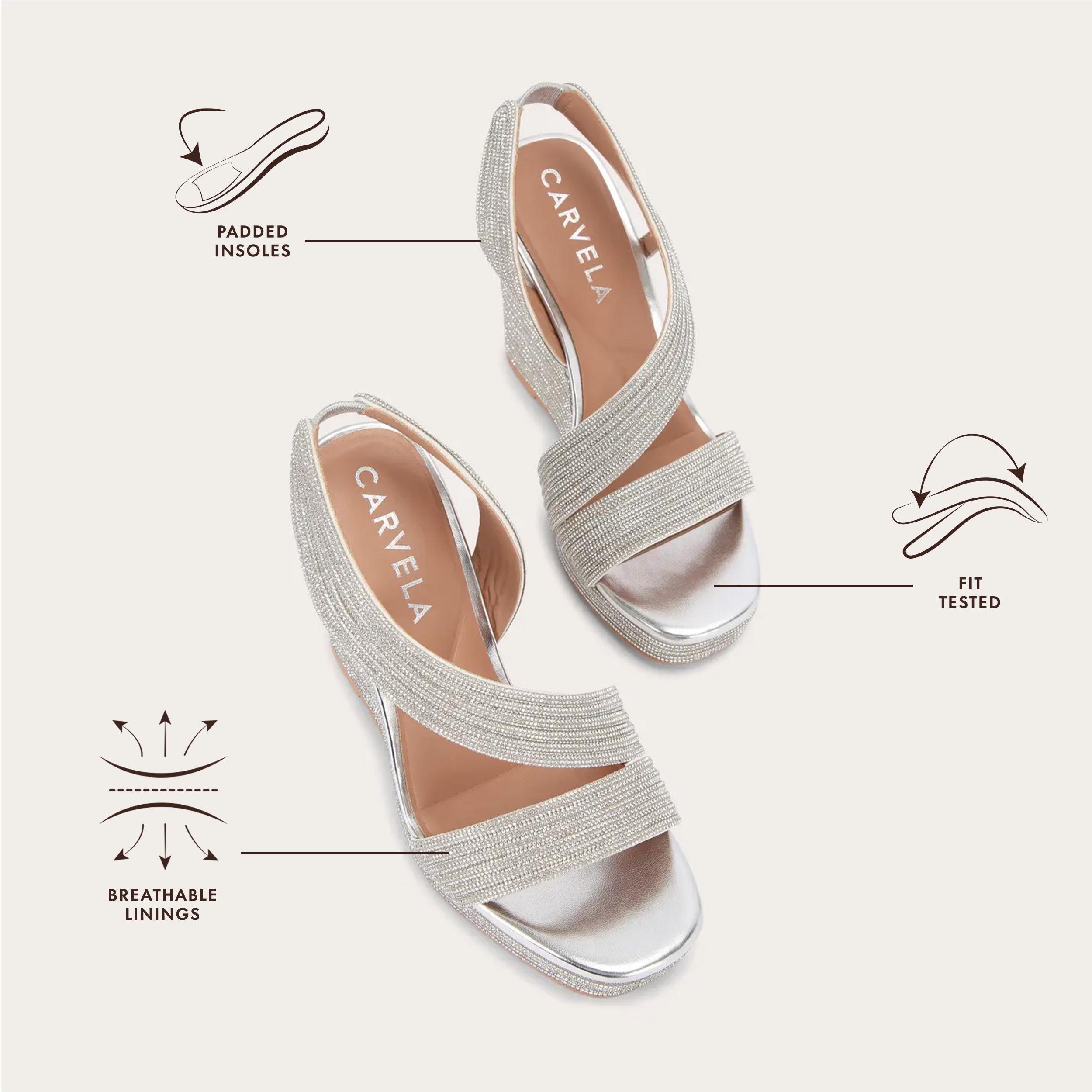 GALA WEDGE JEWEL 110 Silver Crystal Wedge Heels by CARVELA