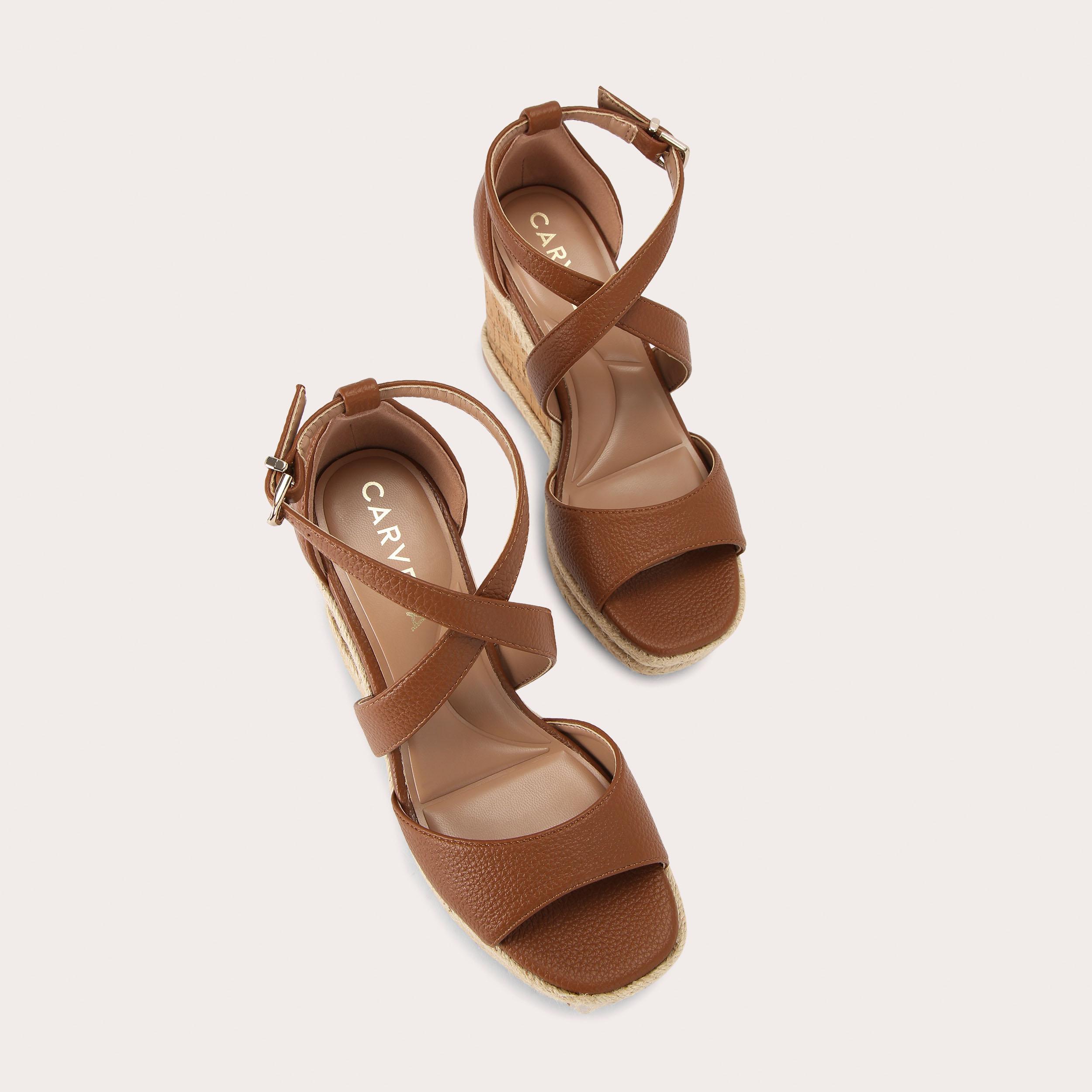 KROSS WEDGE Tan Wedge Heel Sandal by CARVELA