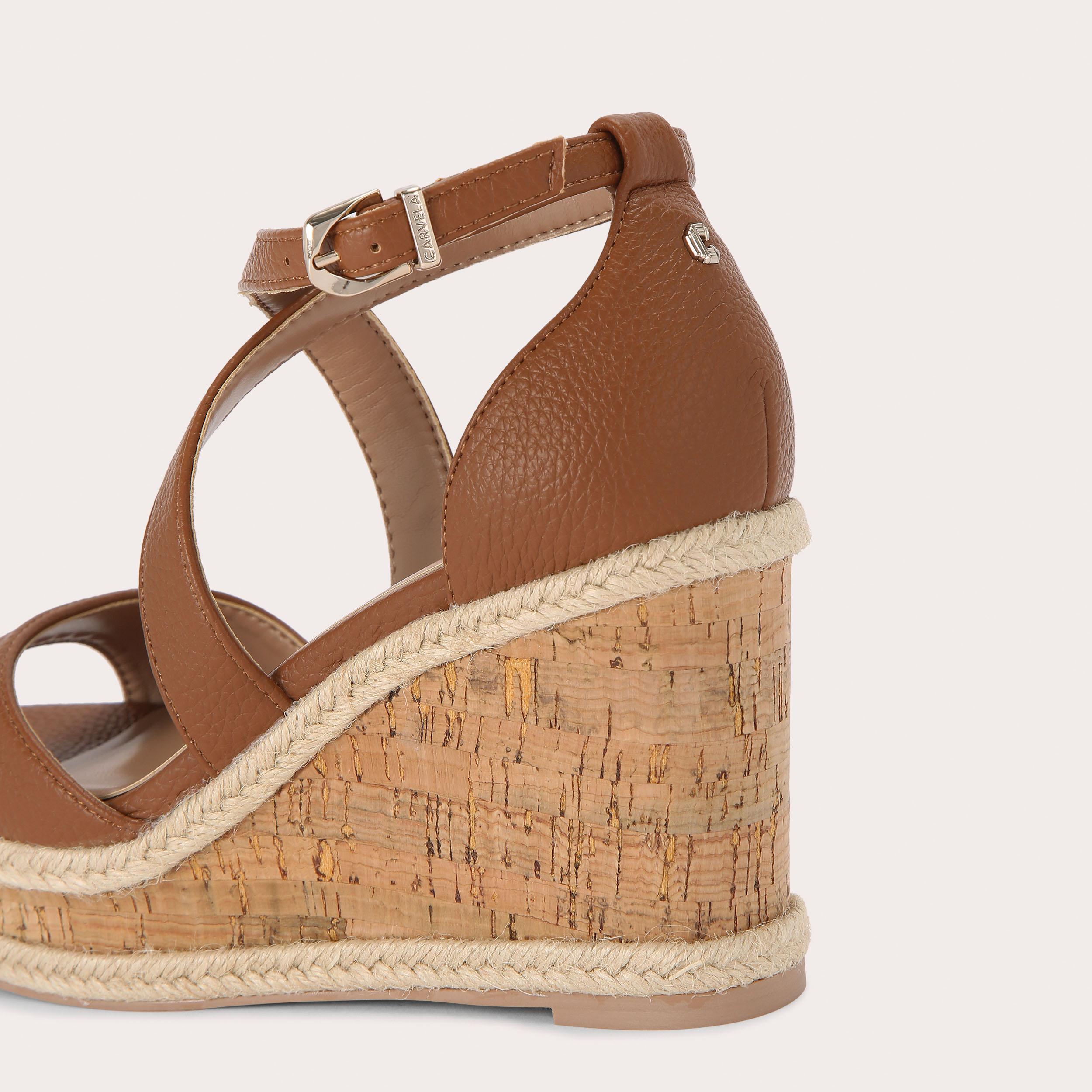 KROSS WEDGE Tan Wedge Heel Sandal by CARVELA