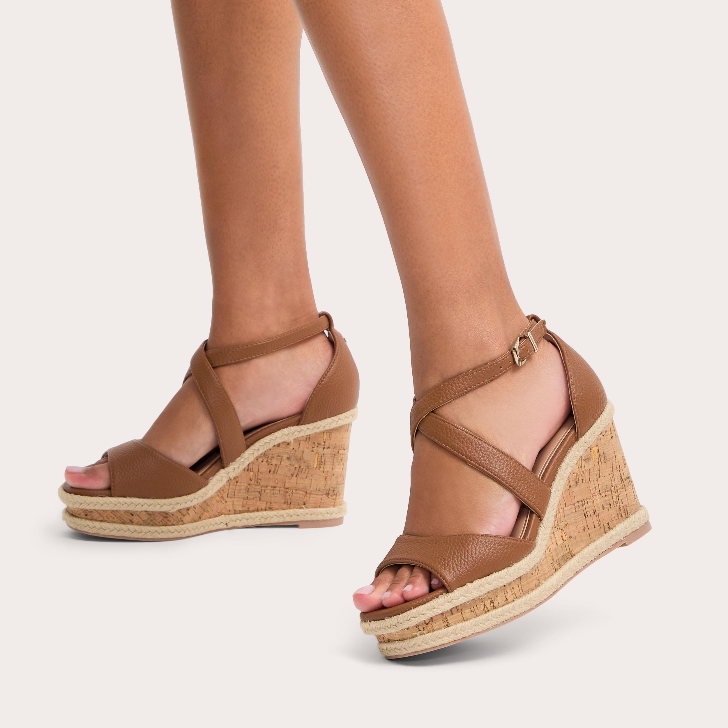 KROSS WEDGE Tan Wedge Heel Sandal by CARVELA