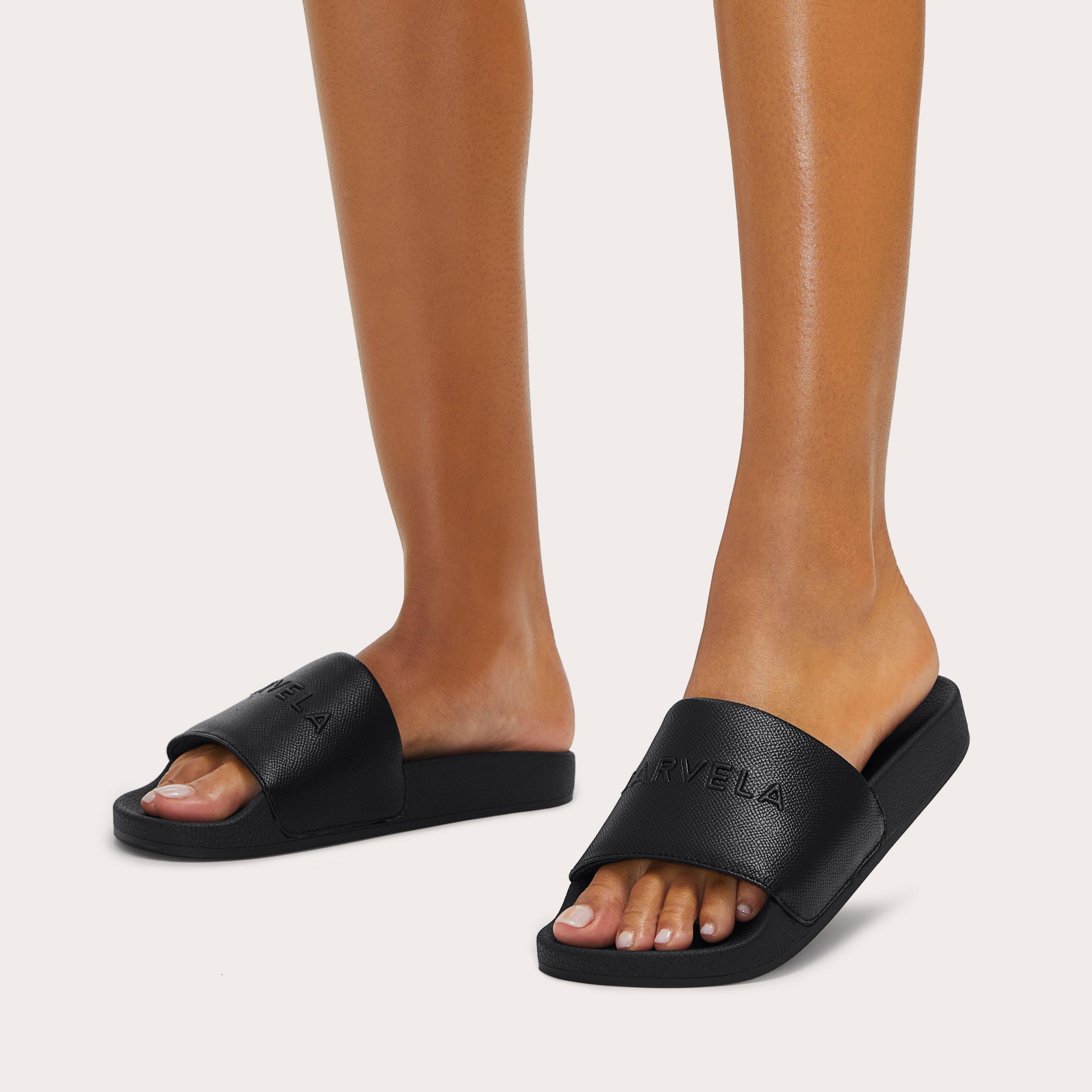 FRAME SLIDER Black Slider Sandals by CARVELA