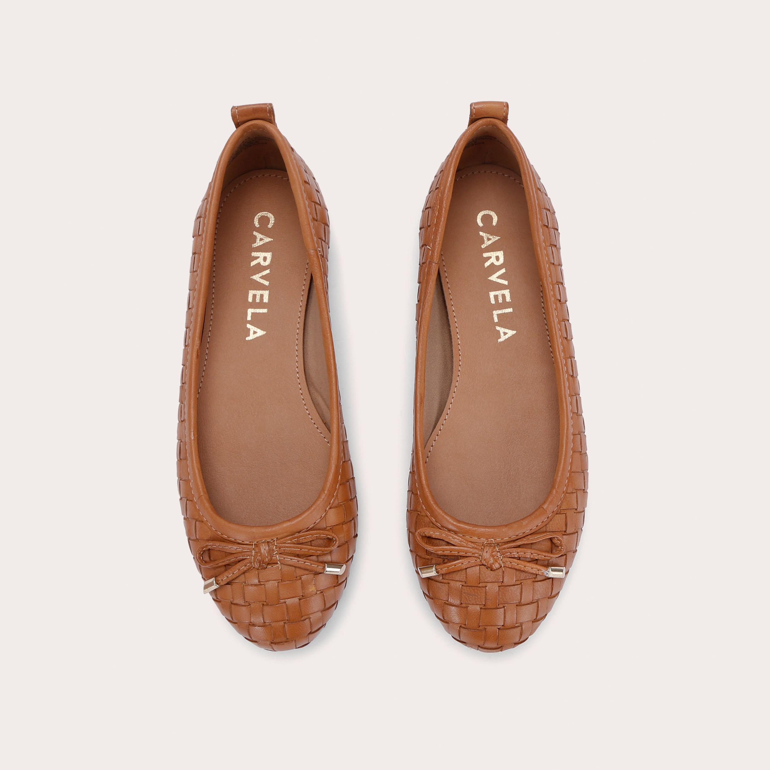 EVIE Tan Leather Slip On Ballet Flat by CARVELA
