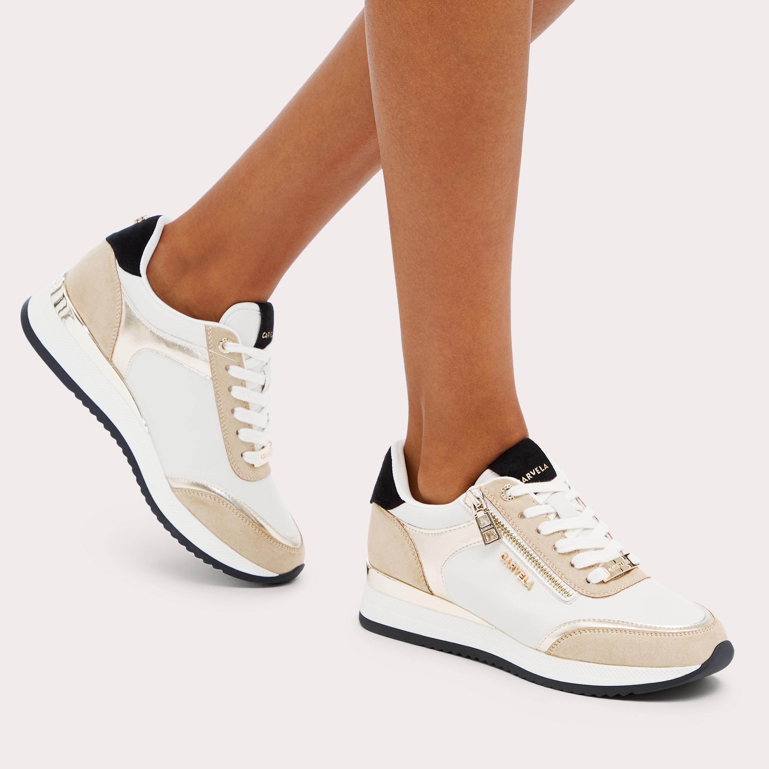 JANEIRO ZIP RUNNER Blush Lace Up Trainer by CARVELA