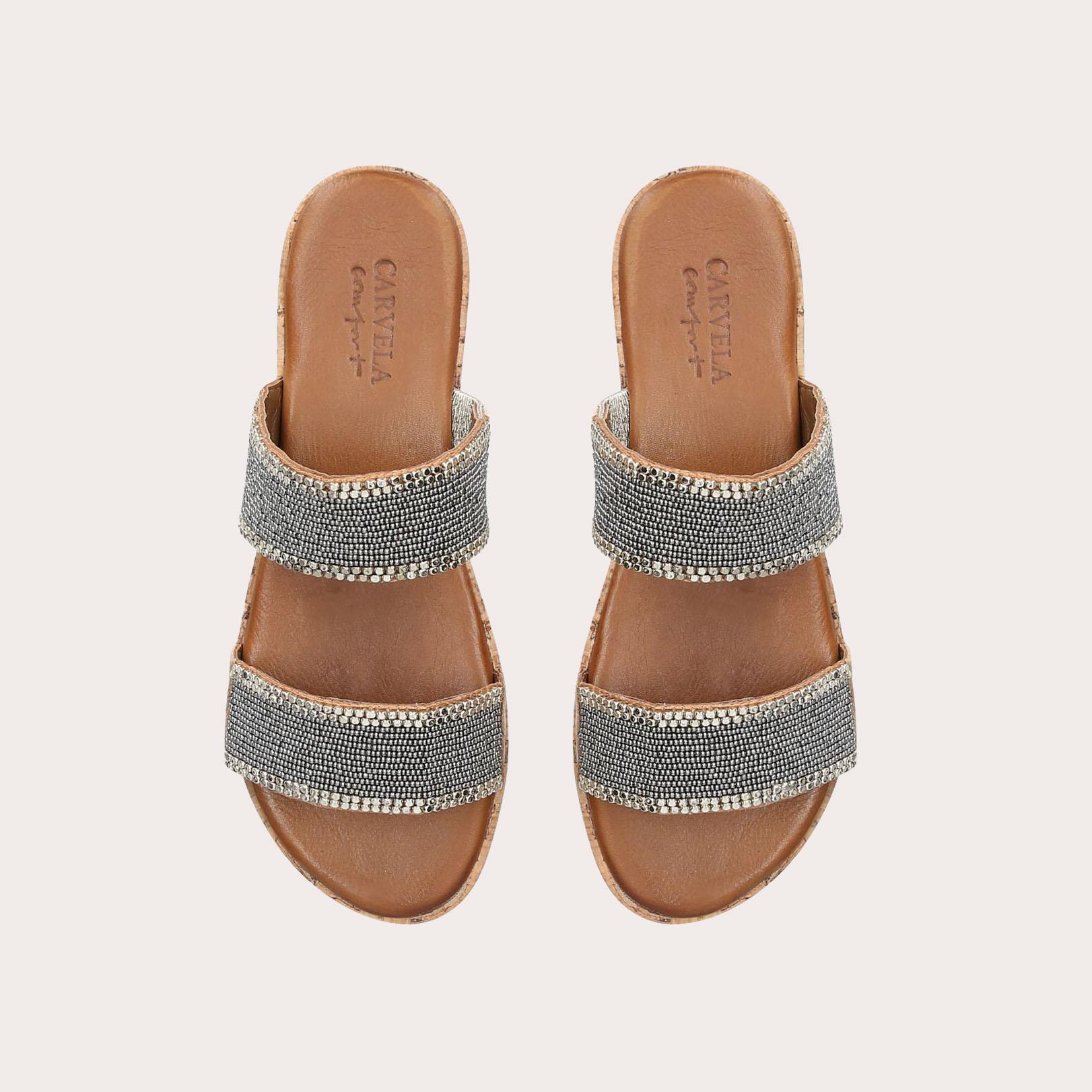 SAMARA Gold Embellished Cork Sliders by CARVELA COMFORT
