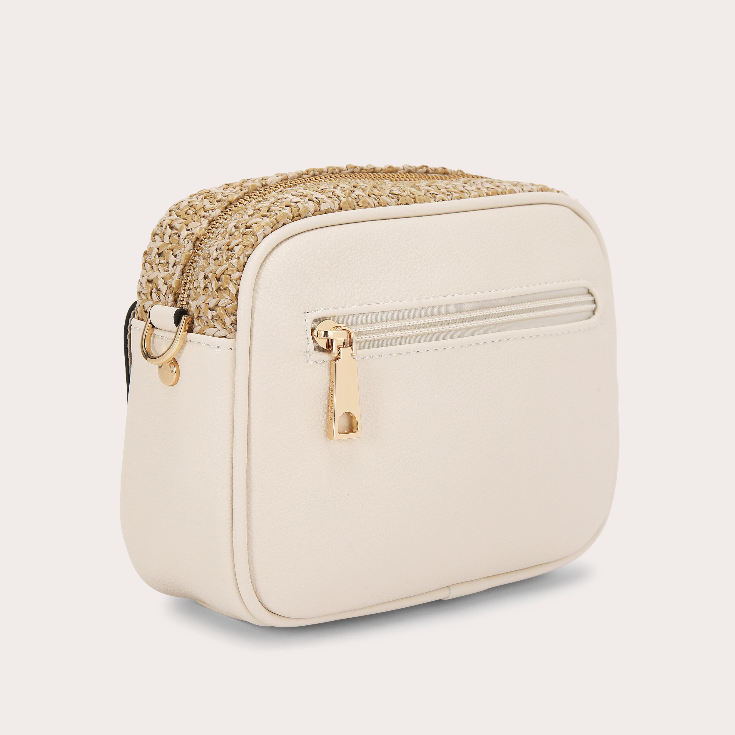 MANDY CAMERA BAG Bone Raffia Camera Bag by CARVELA