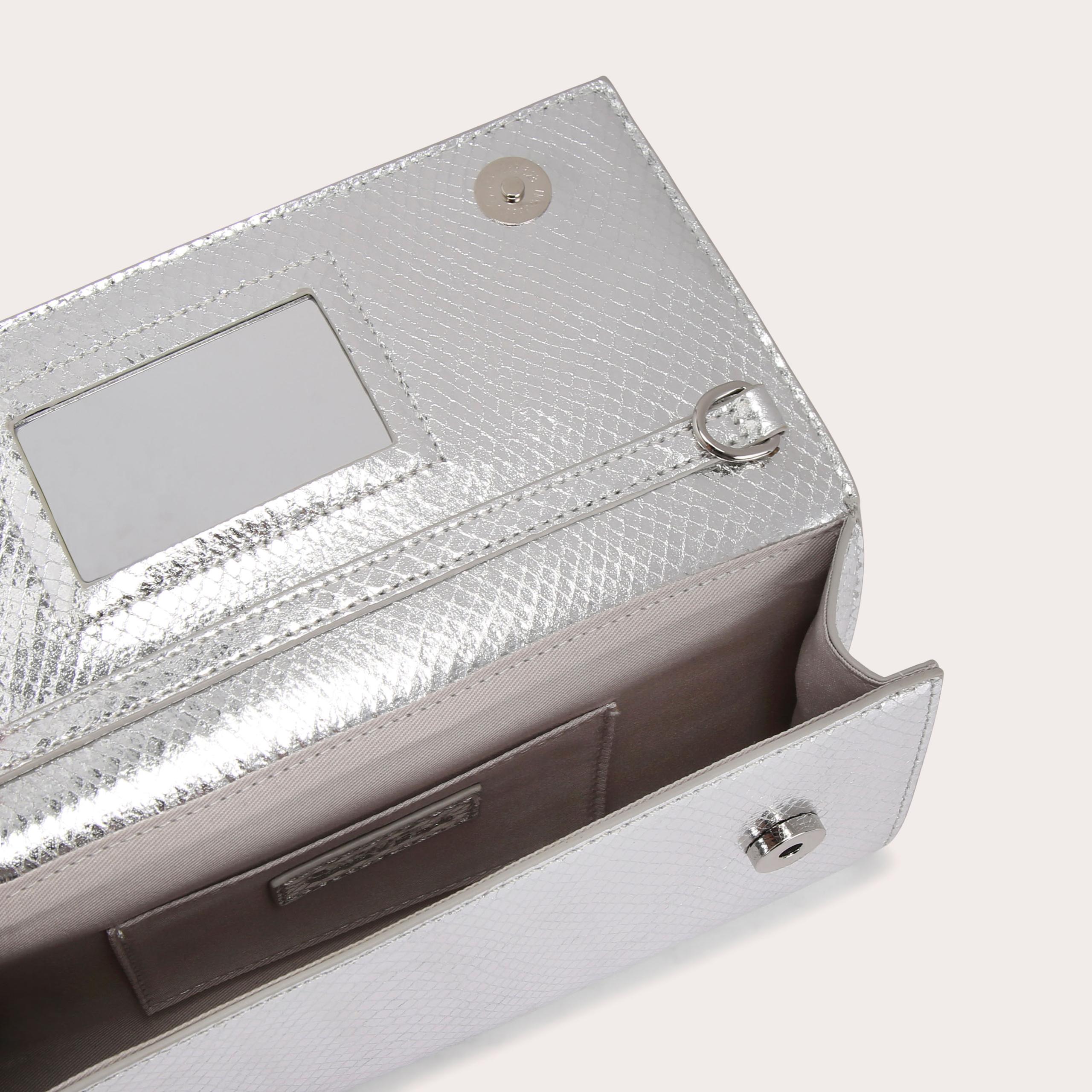 ASCOT CLUTCH Silver Synthetic Clutch Bag by CARVELA