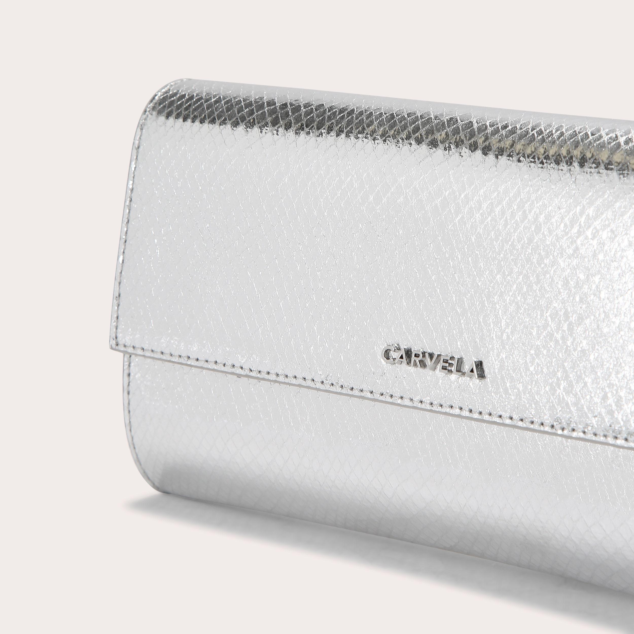 ASCOT CLUTCH Silver Synthetic Clutch Bag by CARVELA