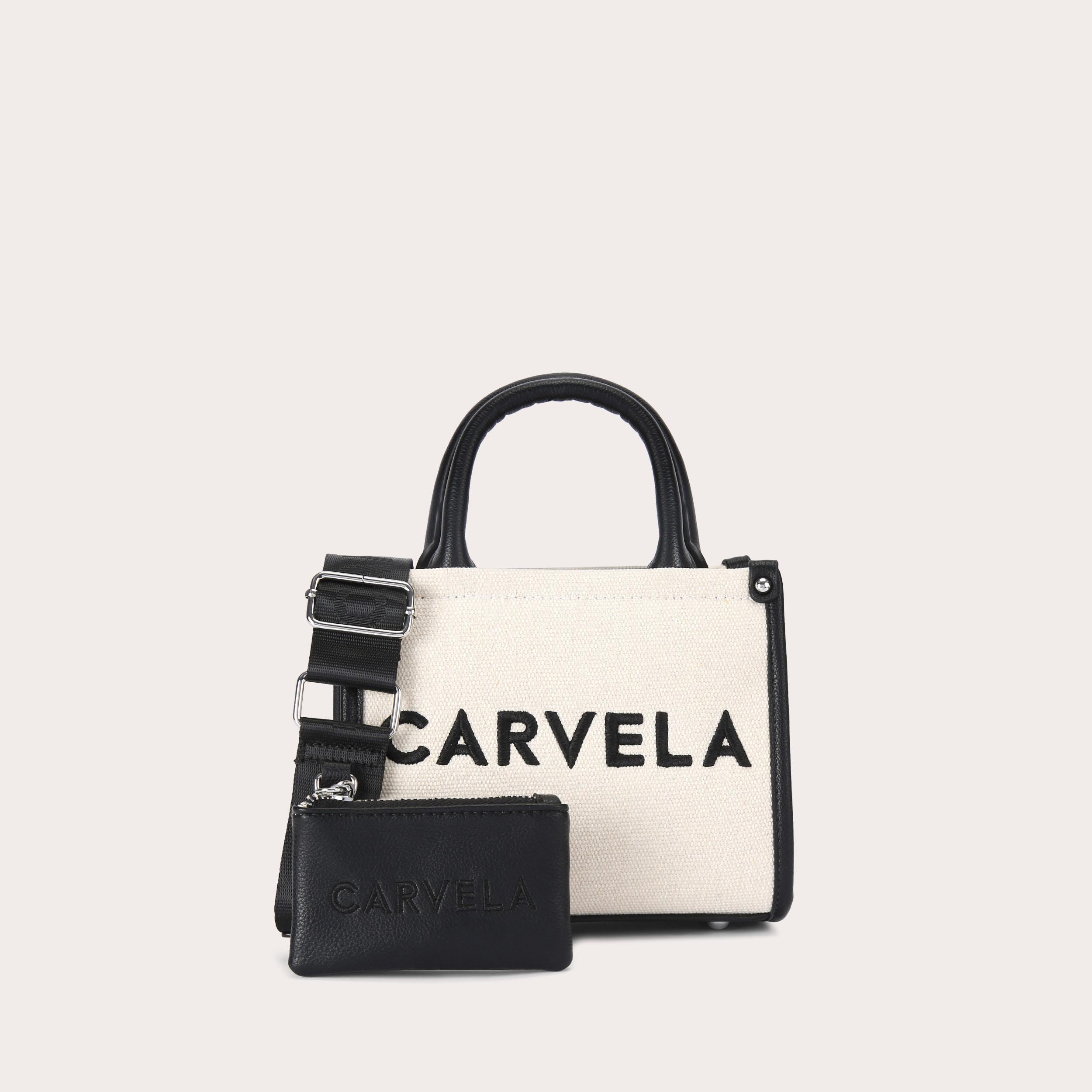 SORRENTO MICRO TOTE Black Canvas Micro Tote Bag by CARVELA